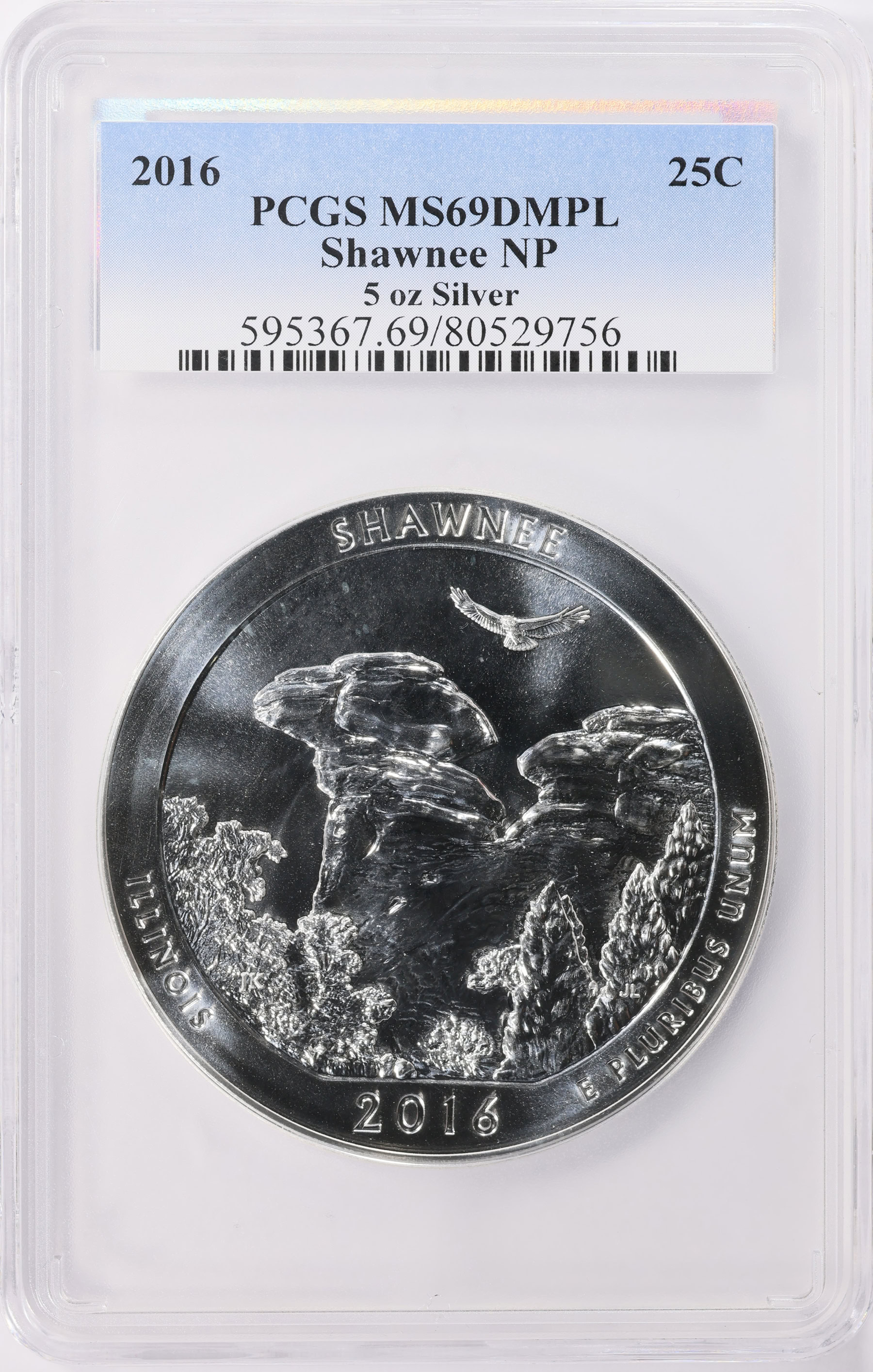 2016 America the Beautiful 5 oz. Silver Quarter Shawnee NP PCGS MS-69 ...