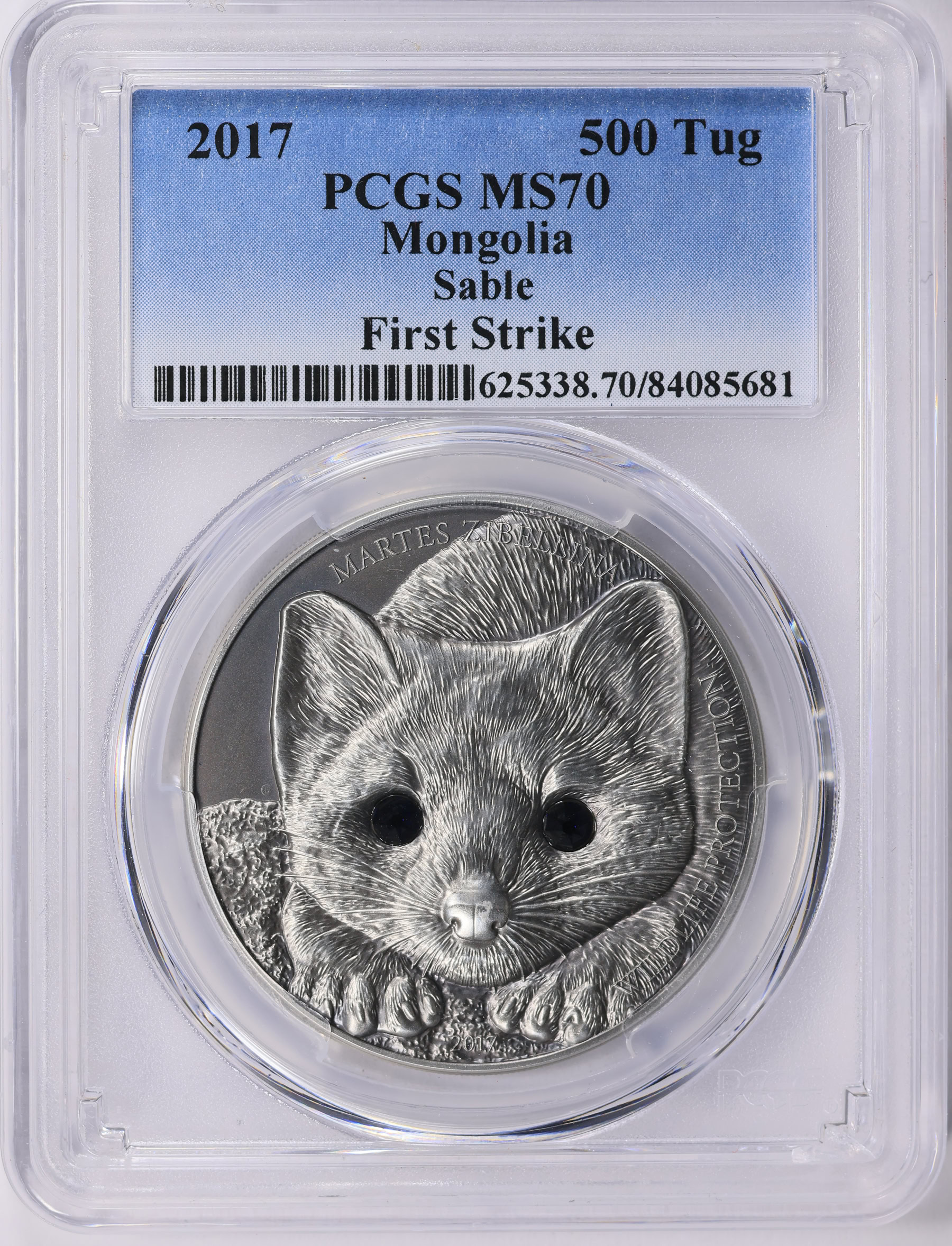 Mongolia 2017 Silver 500 Tugrik Sable First Strike PCGS MS-70 (Item ...