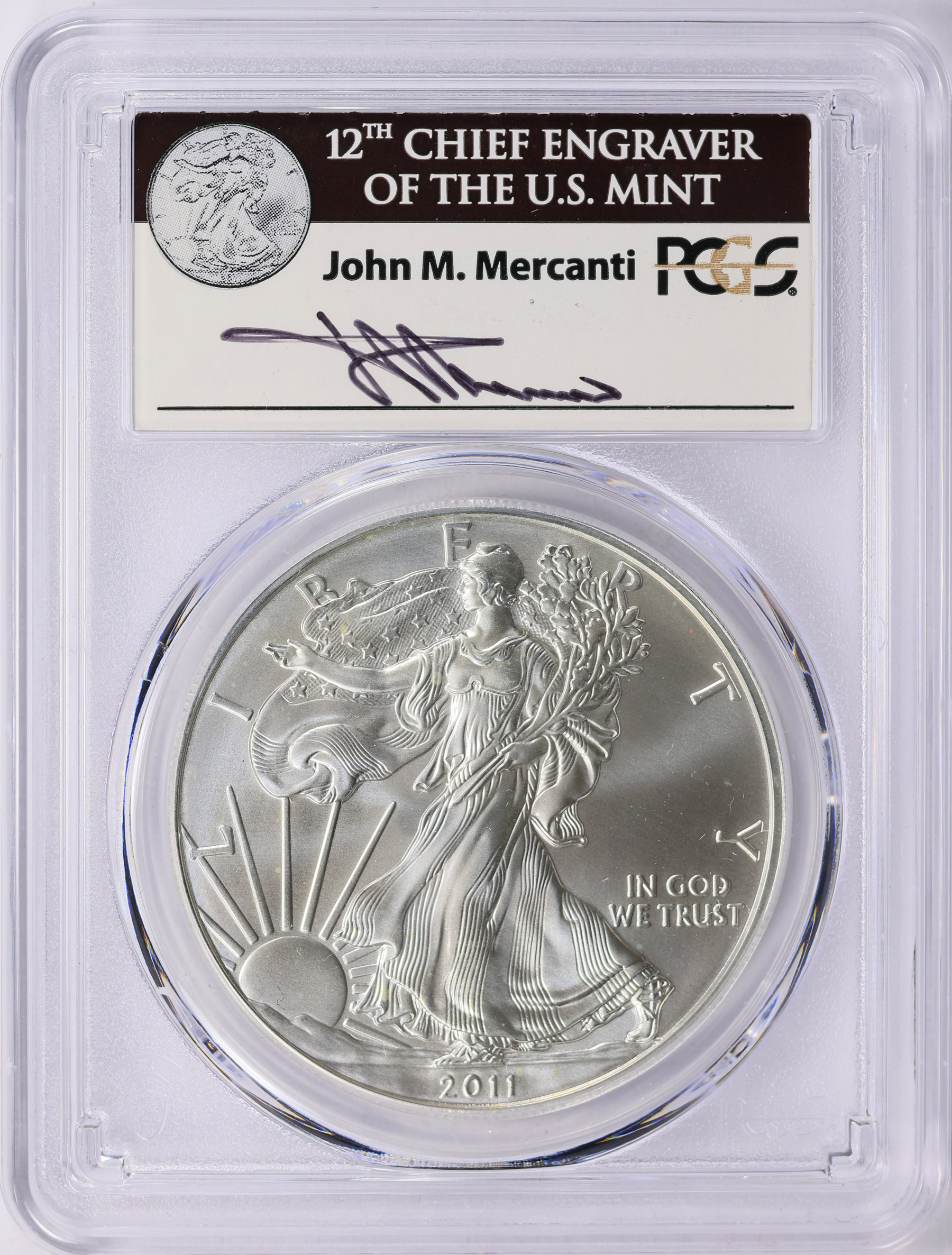 2011-W $1 Silver Eagle Burnished PCGS SP-69 (Mercanti Signed Label) (Item 1792184 ...