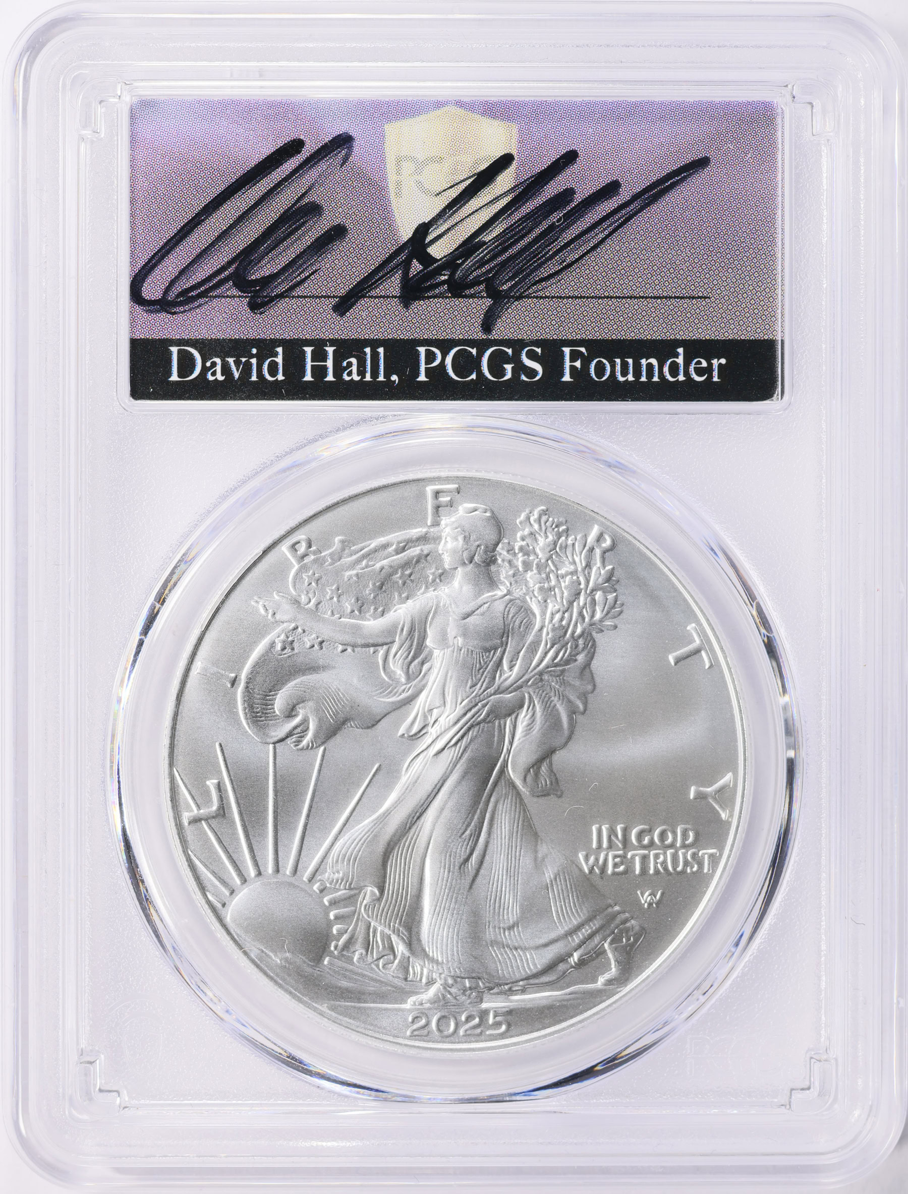 2025 $1 Silver Eagle First Day of Issue PCGS MS-70 (David Hall Signed Label) | PCGS Cert ...
