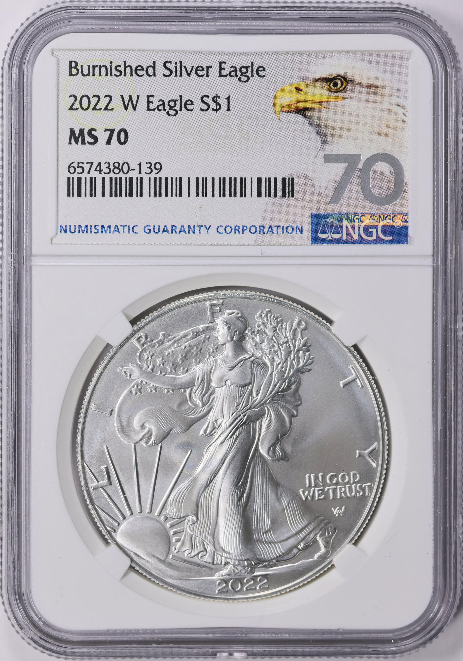 2022-W $1 Silver Eagle Burnished NGC MS-70 (Eagle Label) (Item 1792210) | GreatCollections Coin ...