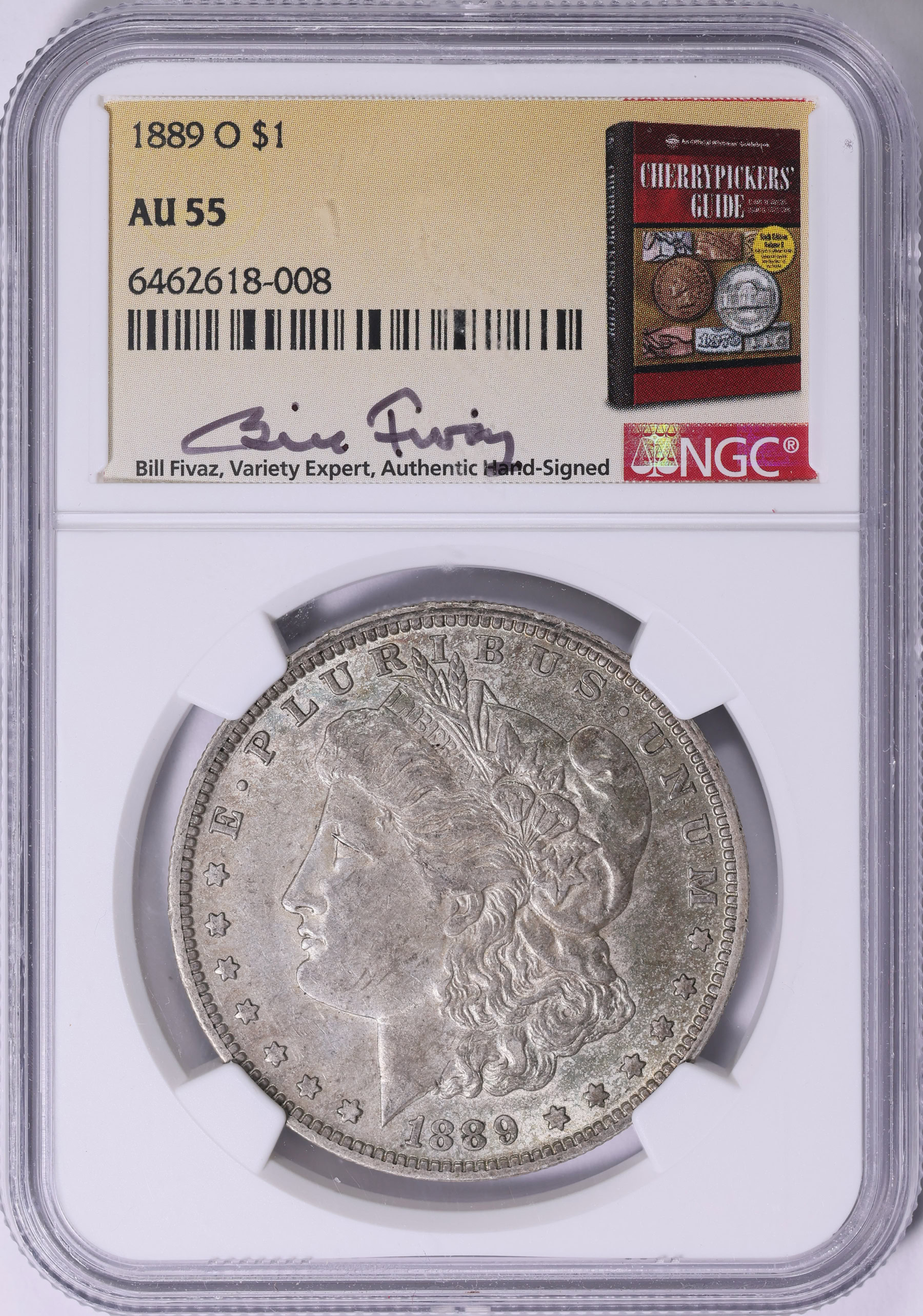 1889-O Morgan Silver Dollar NGC AU-55 (Bill Fivaz Signed Label) (Item 1792217 ...