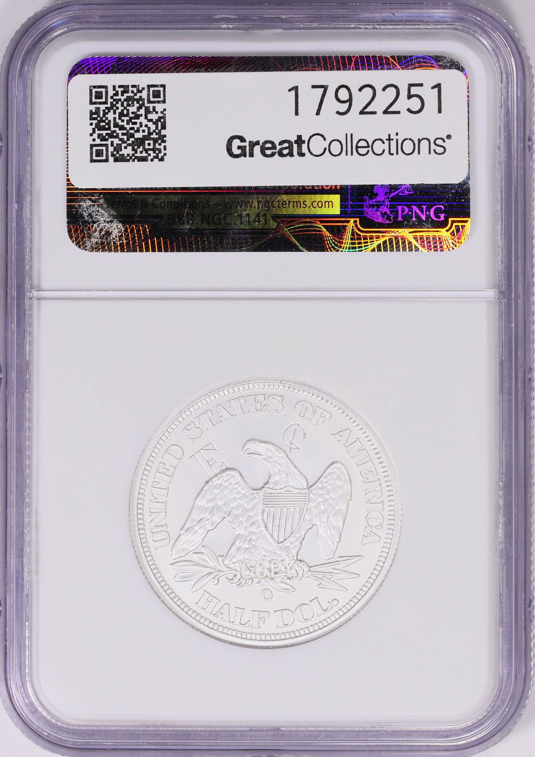 1858-O Liberty Seated Half Dollar Hand Inscribed "War 1861" Authorized Replica From SS Republic ...