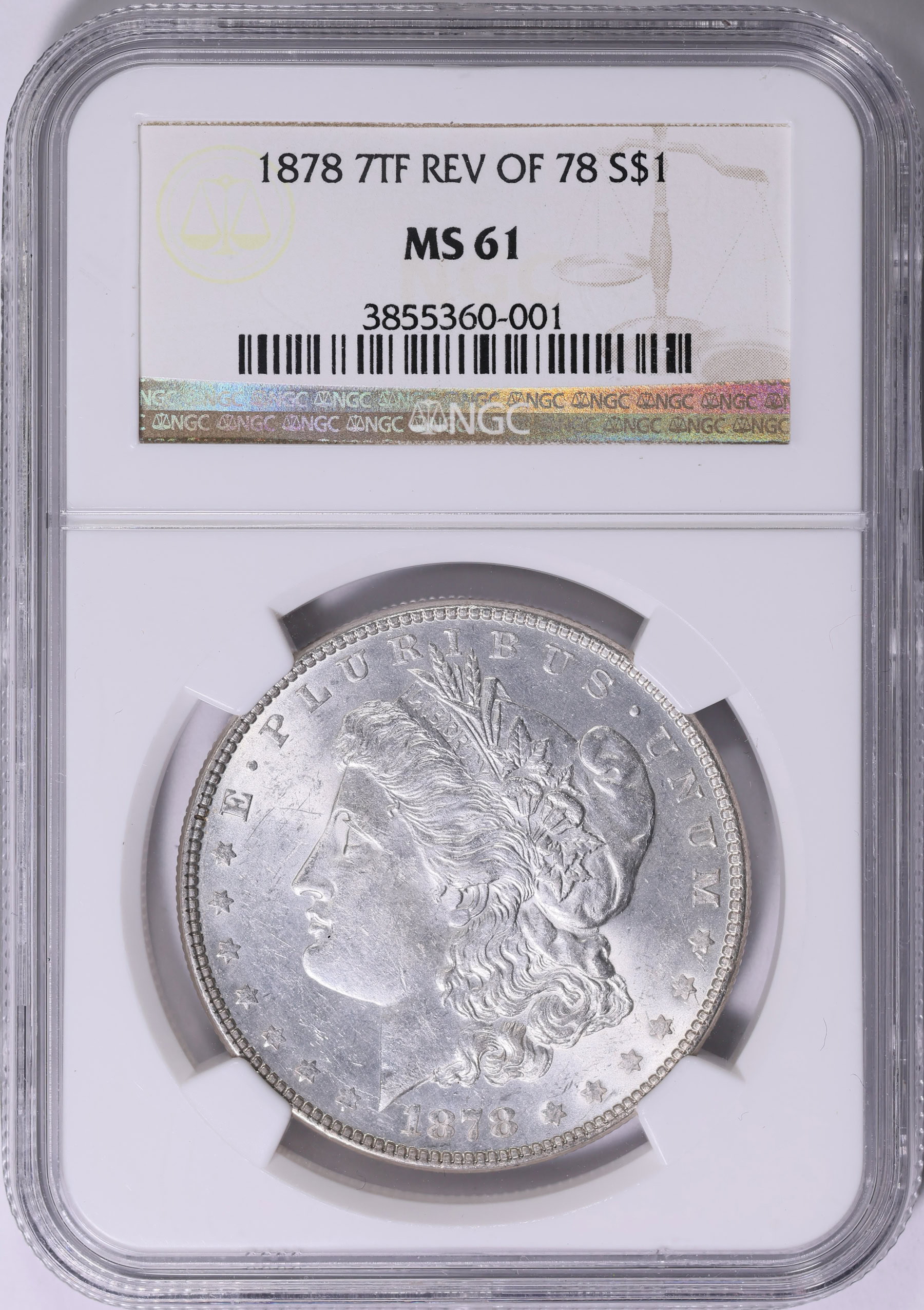 1878 Morgan Silver Dollar 7 Tailfeathers, Reverse of 1878 NGC MS-61 (VSS VAM-116C) (Item 1792306 ...