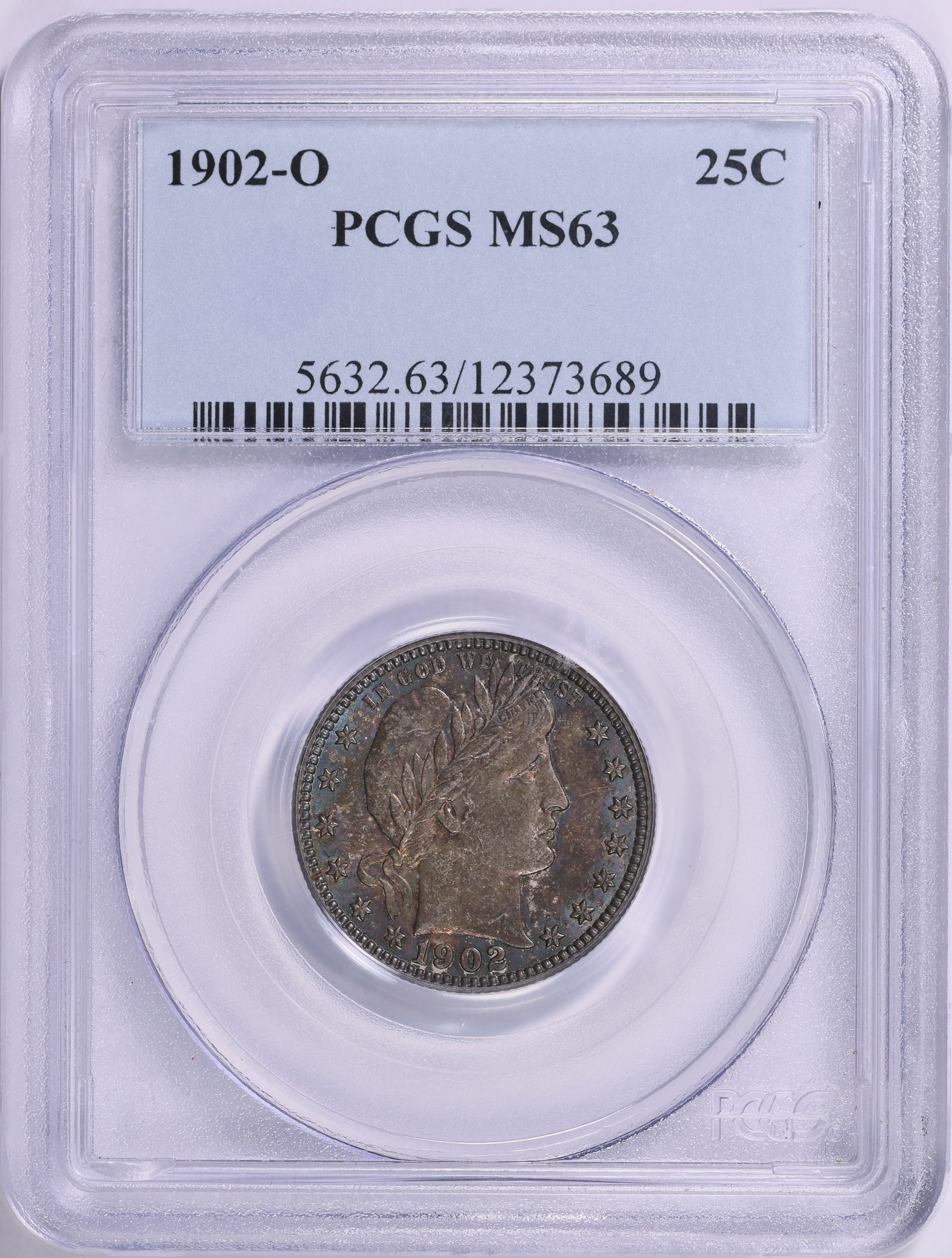 1902-O Barber Quarter PCGS MS-63 (Toned) (Item 1792326) | GreatCollections Coin Auctions