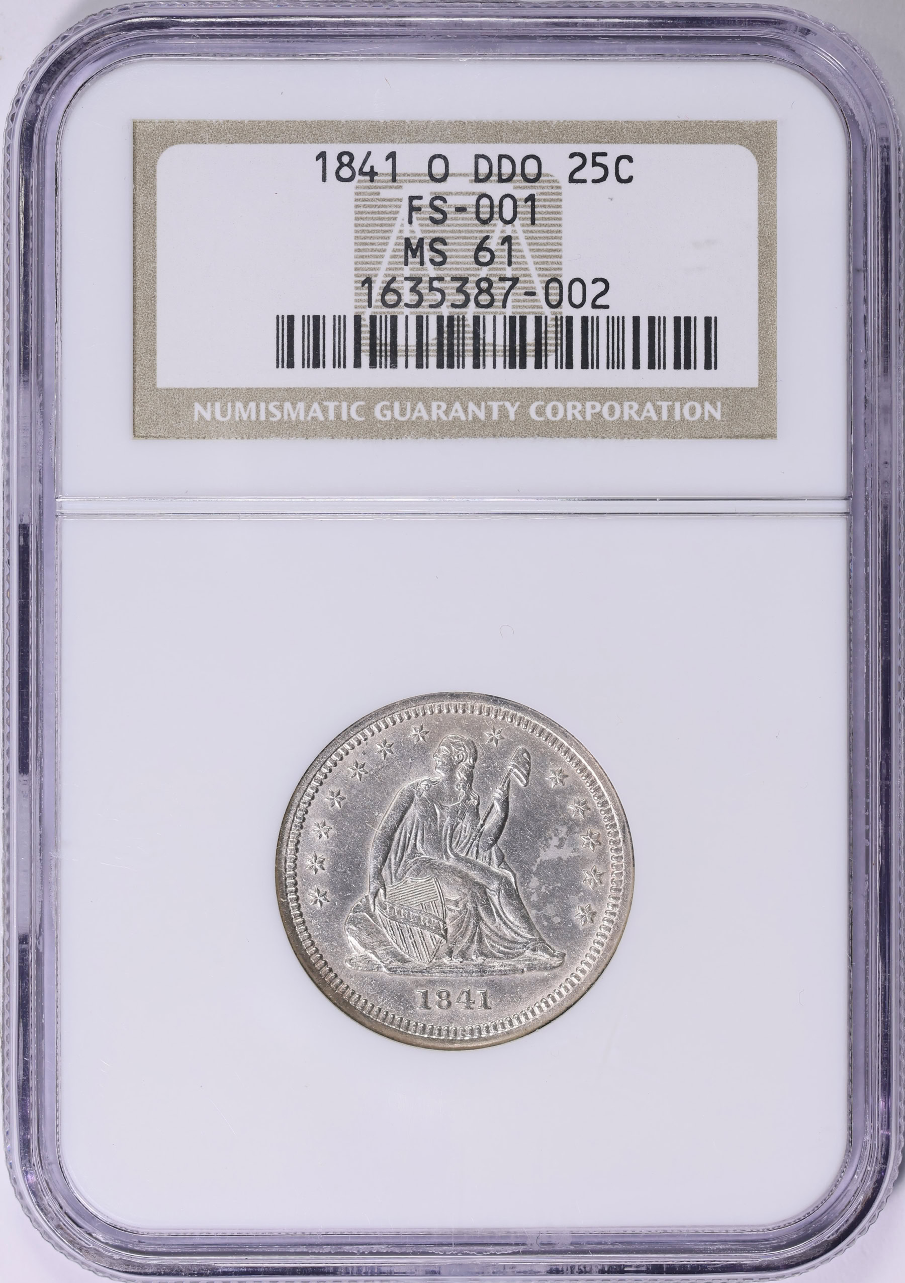 1841-O Seated Liberty Quarter DDO FS-001 NGC MS-61 (Item 1792332) | GreatCollections Coin Auctions