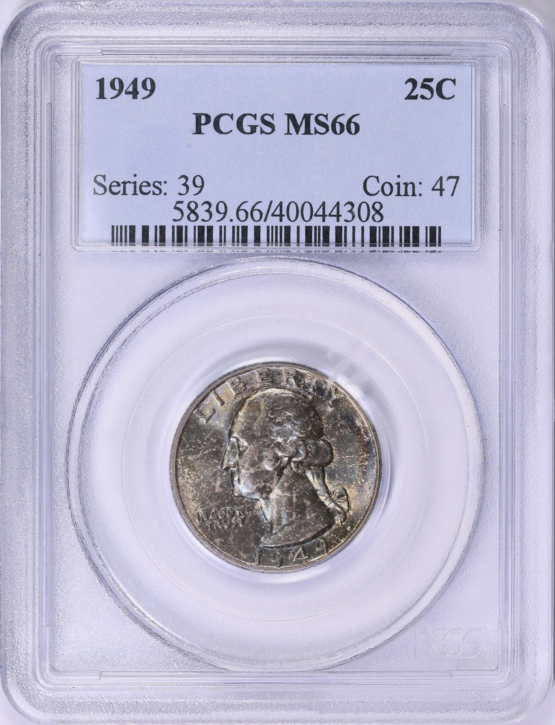 1949 Washington Quarter PCGS MS-66 (Toned) (Item 1792365) | GreatCollections Coin Auctions