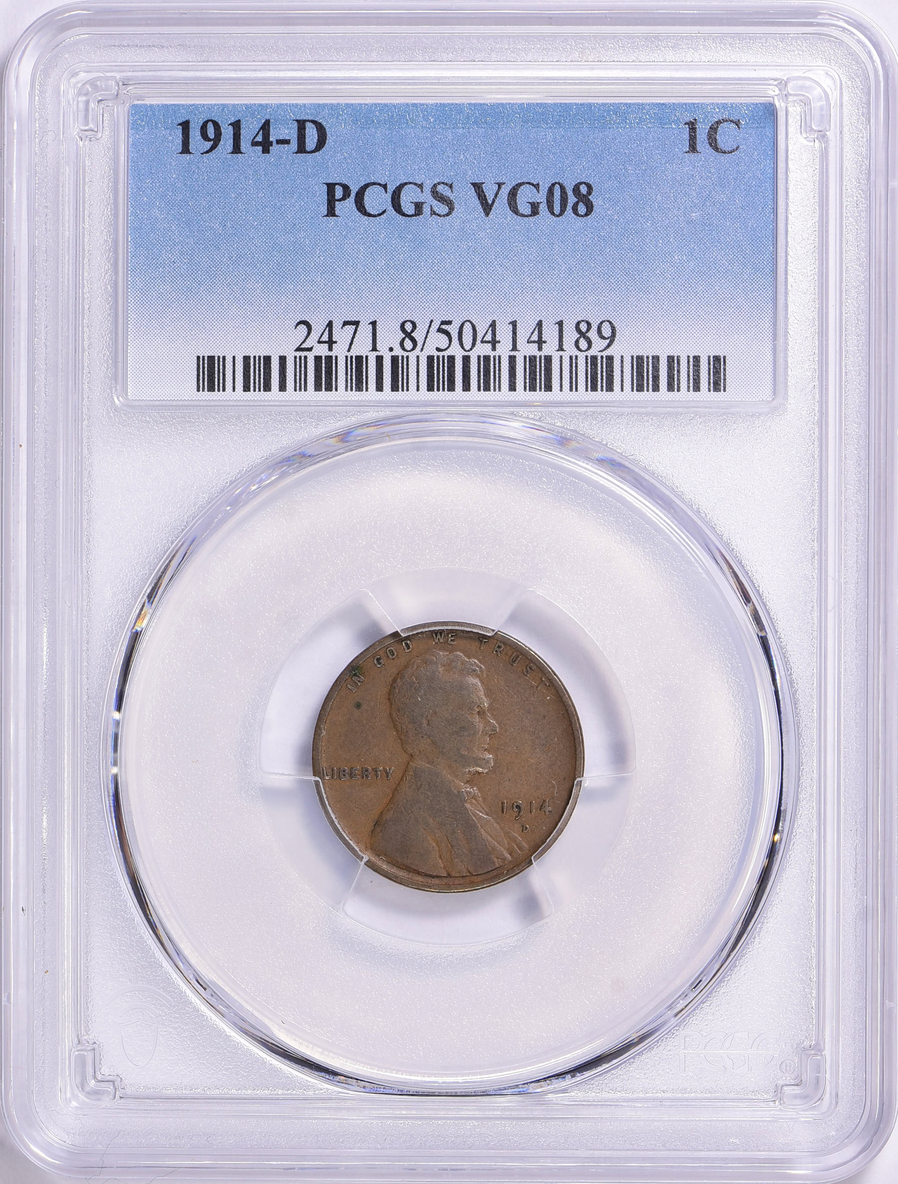 1914-D Lincoln Cent PCGS VG-08 BN (Item 1792384) | GreatCollections Coin Auctions