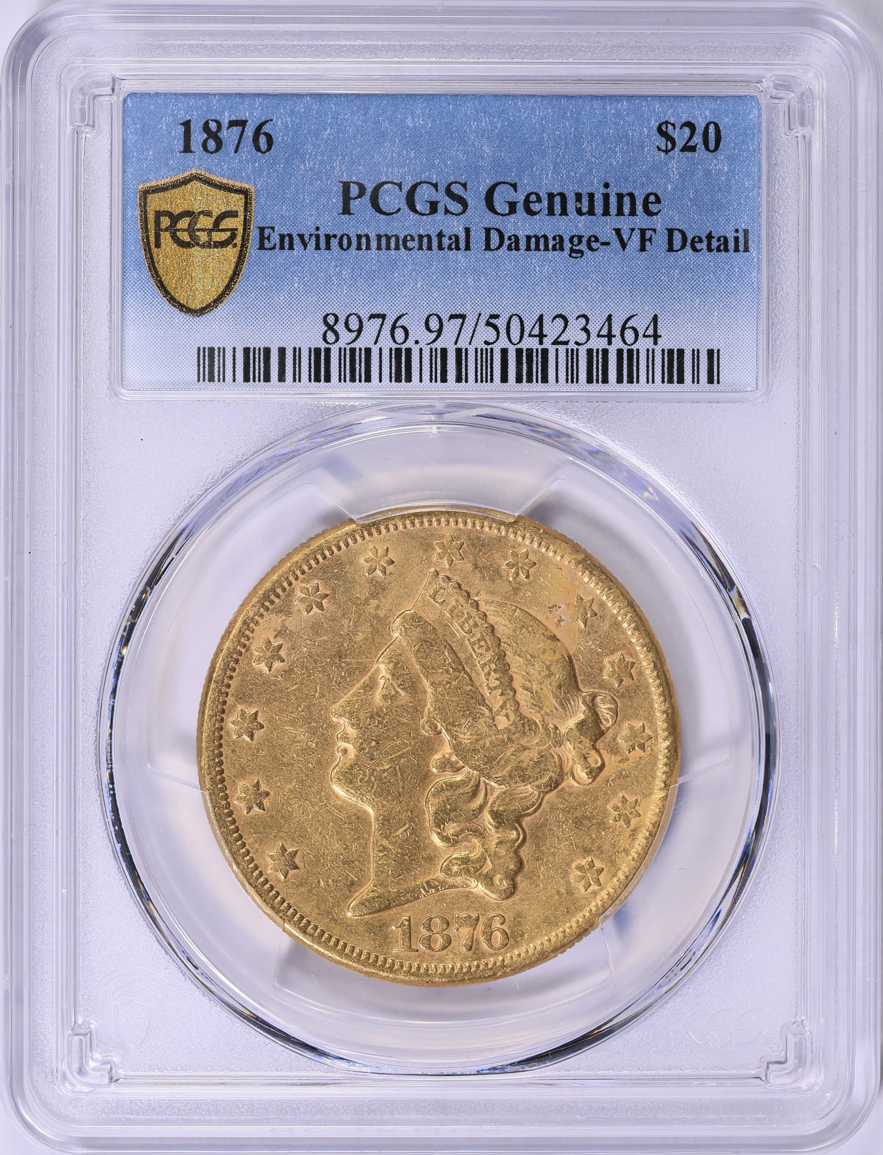 1876 Liberty Gold Double Eagle PCGS Genuine VF Details (Item 1792385) | GreatCollections Coin ...