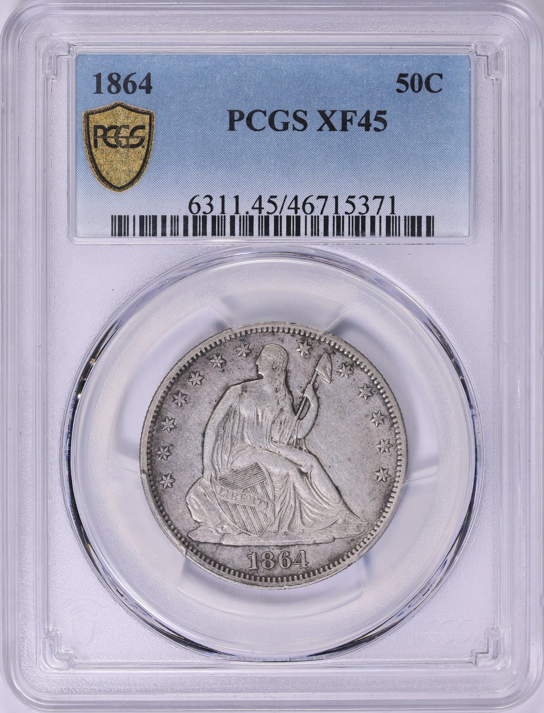 1864 Seated Liberty Half Dollar PCGS XF-45 (Item 1792406) | GreatCollections Coin Auctions