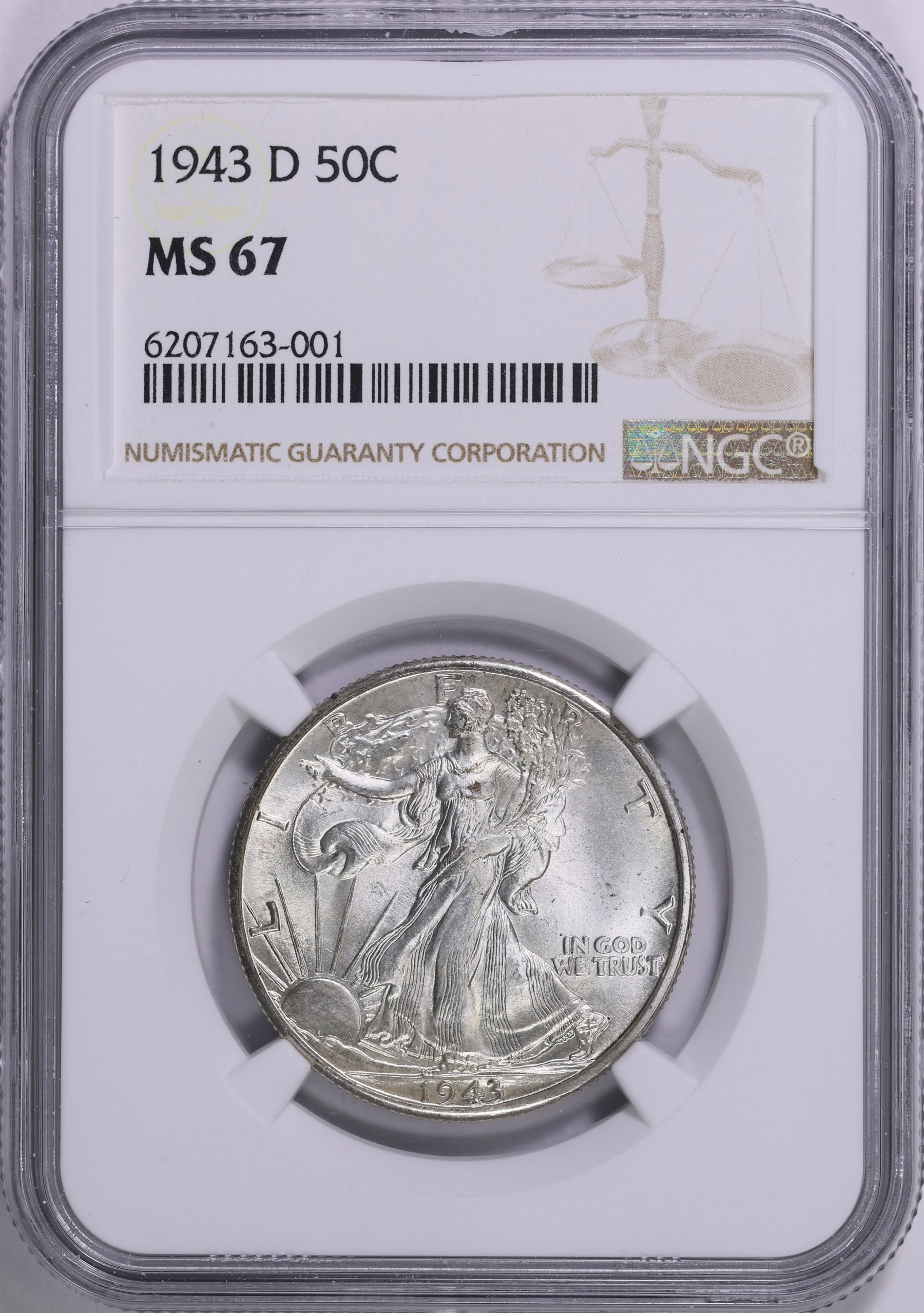 1943-D Walking Liberty Half Dollar NGC MS-67 (Item 1792417) | GreatCollections Coin Auctions