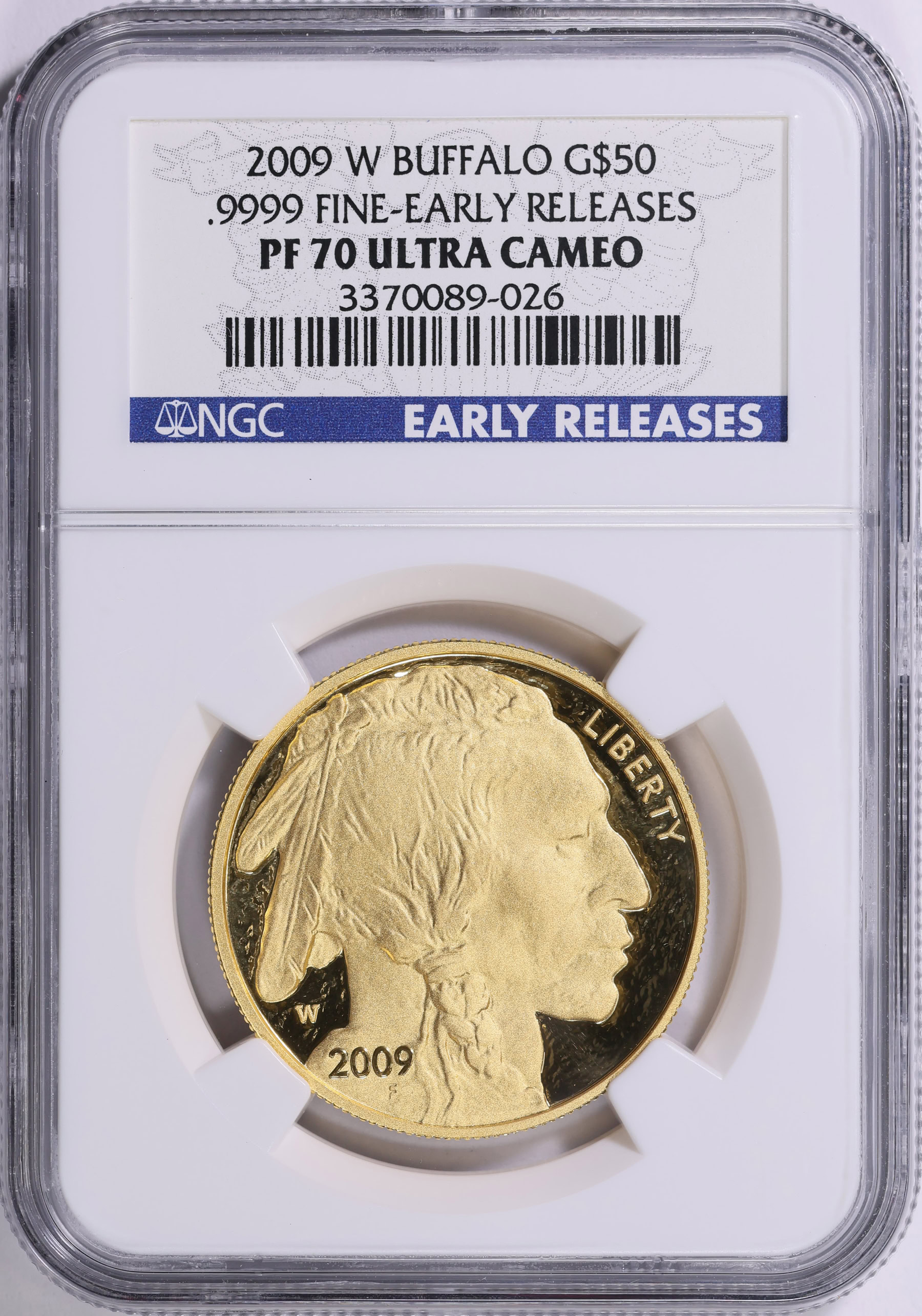 2009-W $50 One-Ounce Gold American Buffalo Early Releases NGC Proof-70 UC (Item 1792423 ...