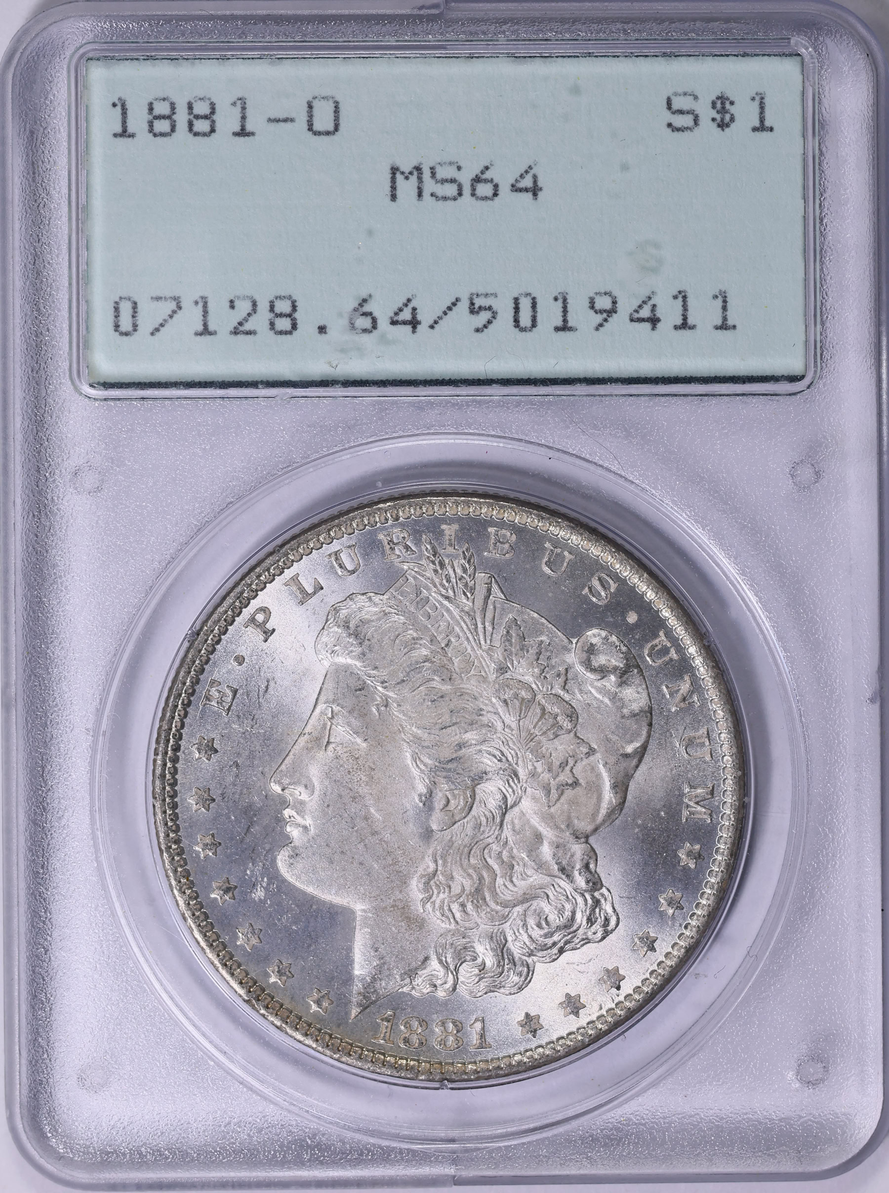 1881-O Morgan Silver Dollar PCGS MS-64 OGH (1st Gen) (Item 1792430) | GreatCollections Coin Auctions