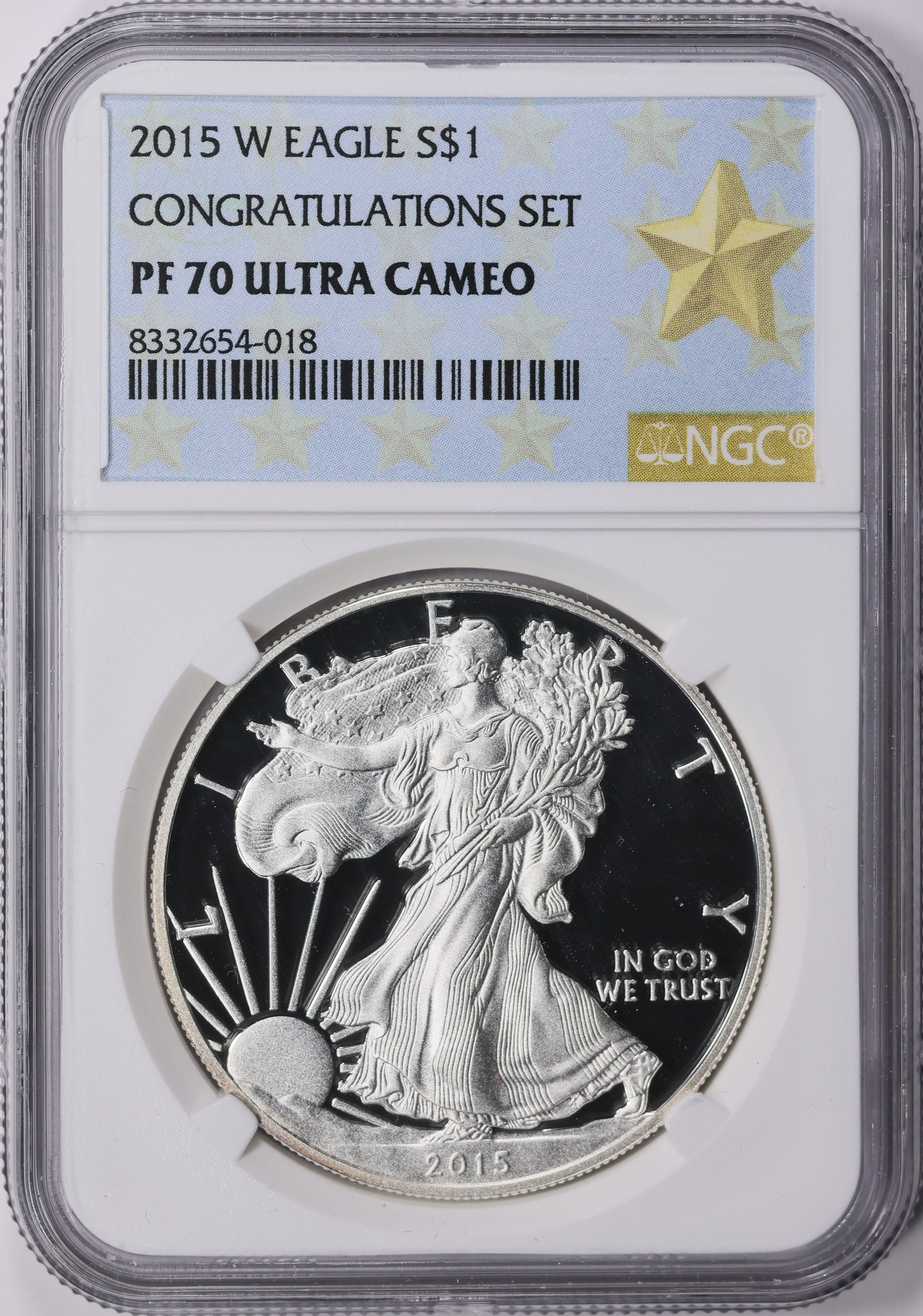 2015-W $1 Silver Eagle (From the Congratulations Set) NGC Proof-70 UC (West Point Star Label ...