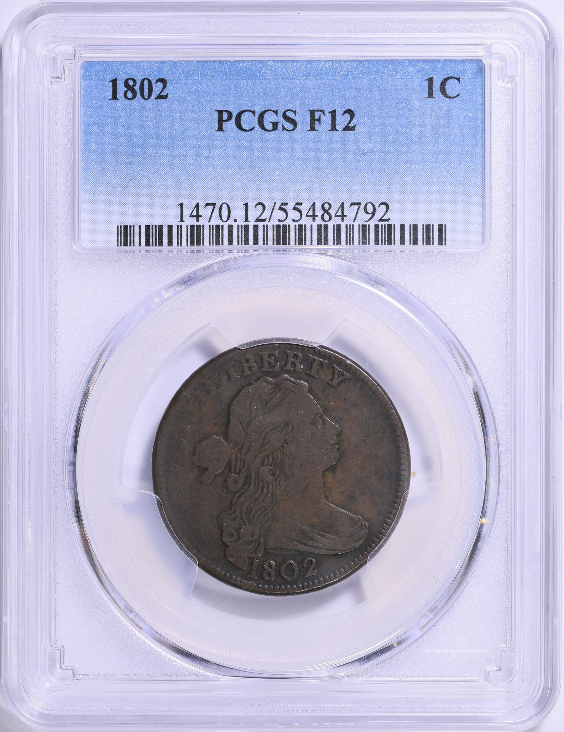 1802 Draped Bust Cent PCGS F-12 BN (Item 1792461) | GreatCollections ...