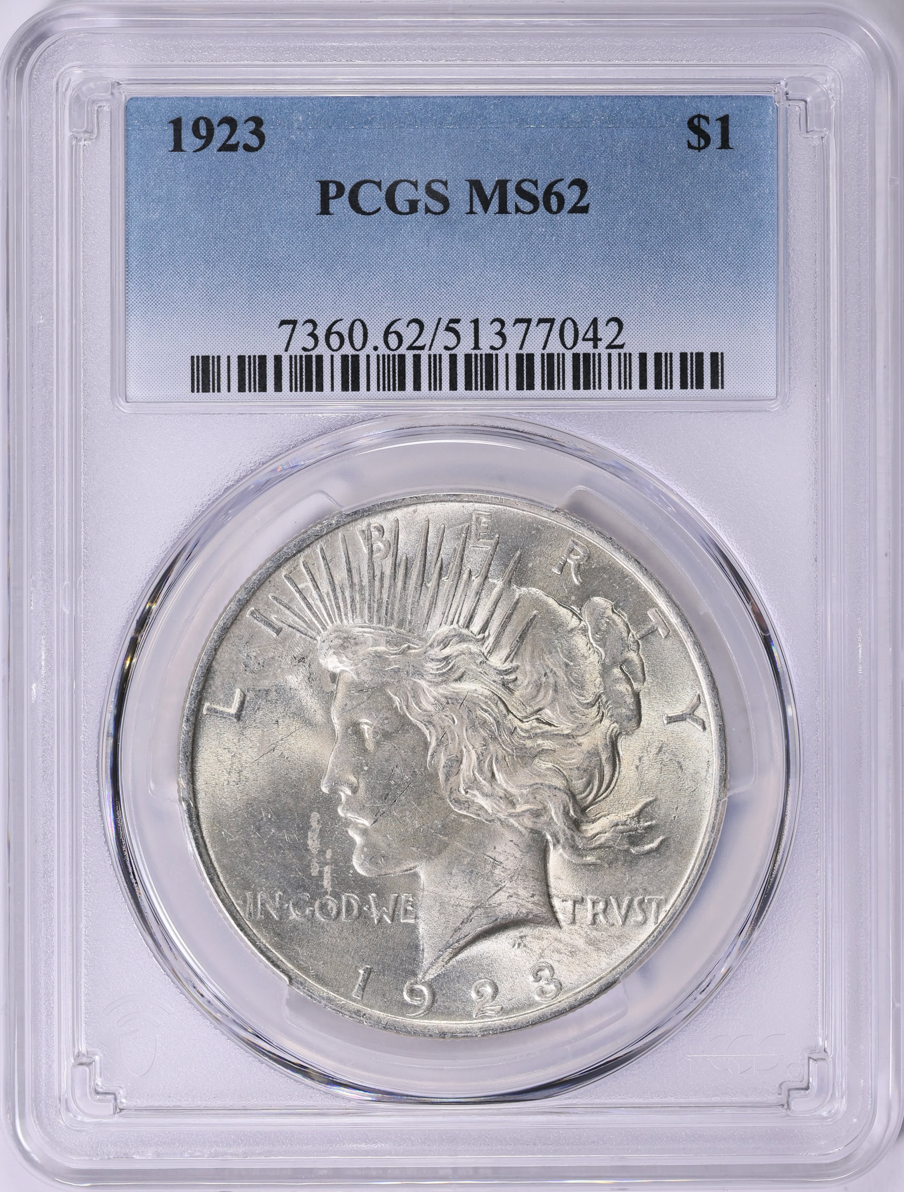 1923 Peace Silver Dollar PCGS MS-62 (Item 1792486) | GreatCollections Coin Auctions