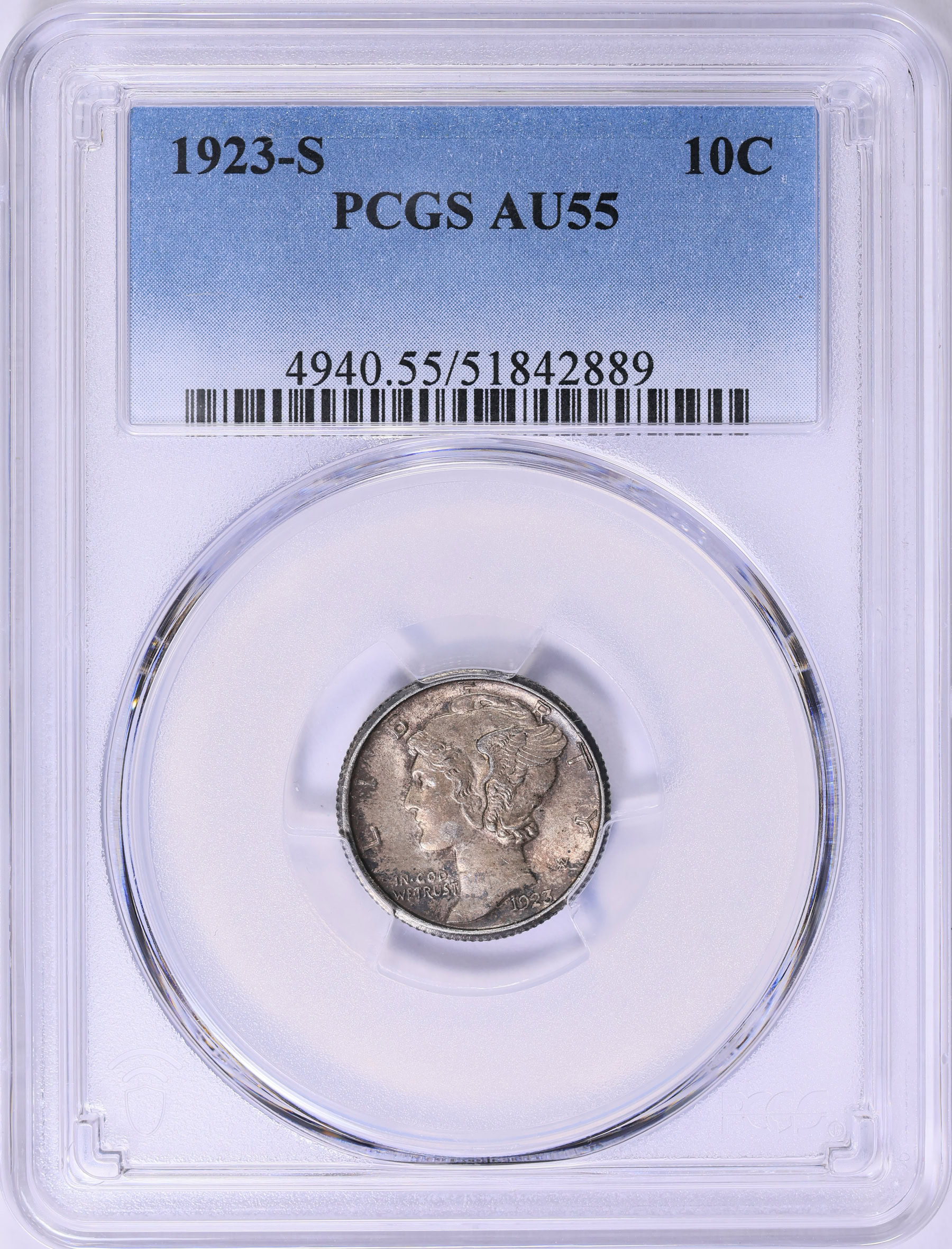 1923-S Mercury Dime PCGS AU-55 (Item 1792493) | GreatCollections Coin Auctions