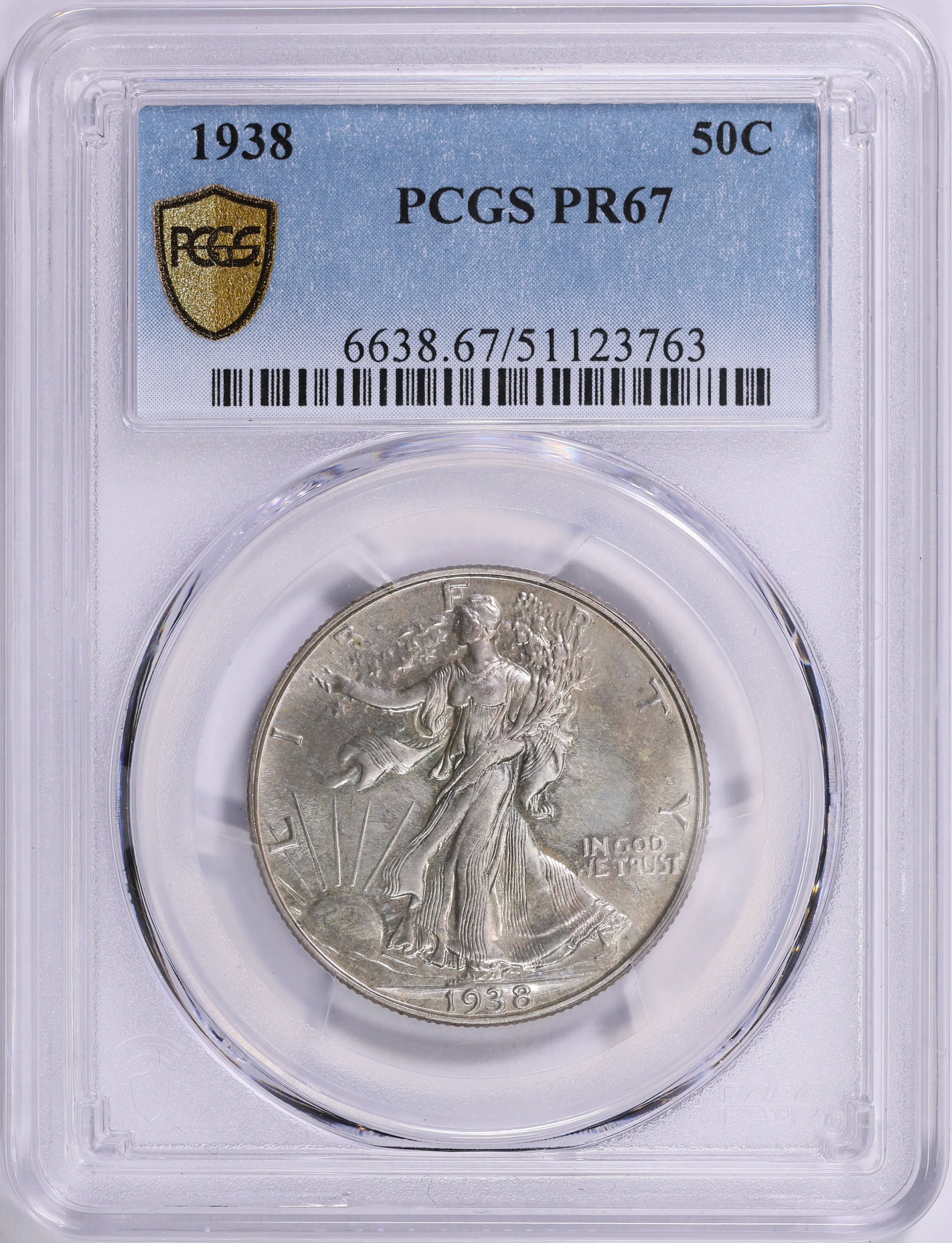 1938 Walking Liberty Half Dollar PCGS Proof-67 (Item 1792592) | GreatCollections Coin Auctions