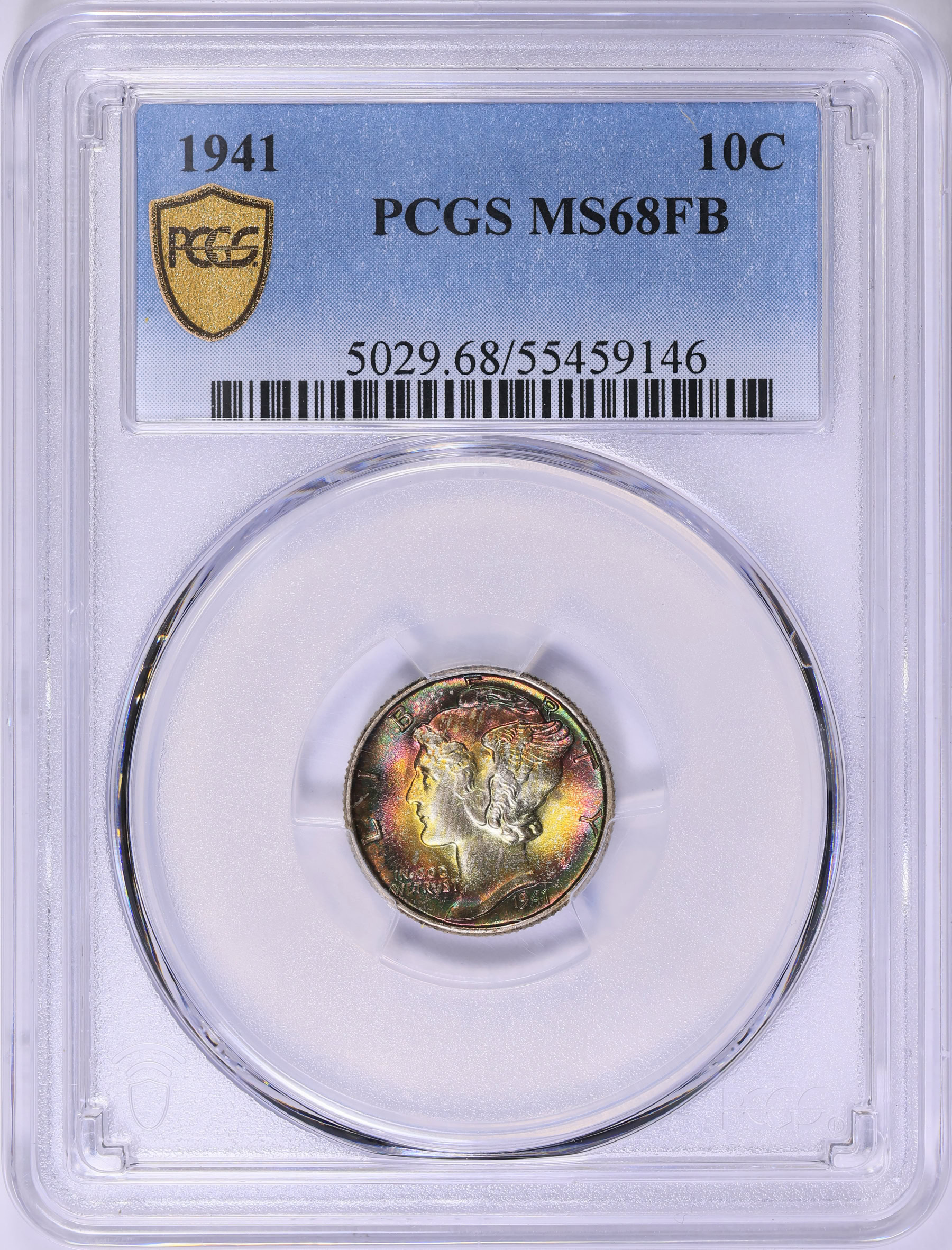 1941 Mercury Dime PCGS MS-68 FB (Toned) (Item 1792648) | GreatCollections Coin Auctions