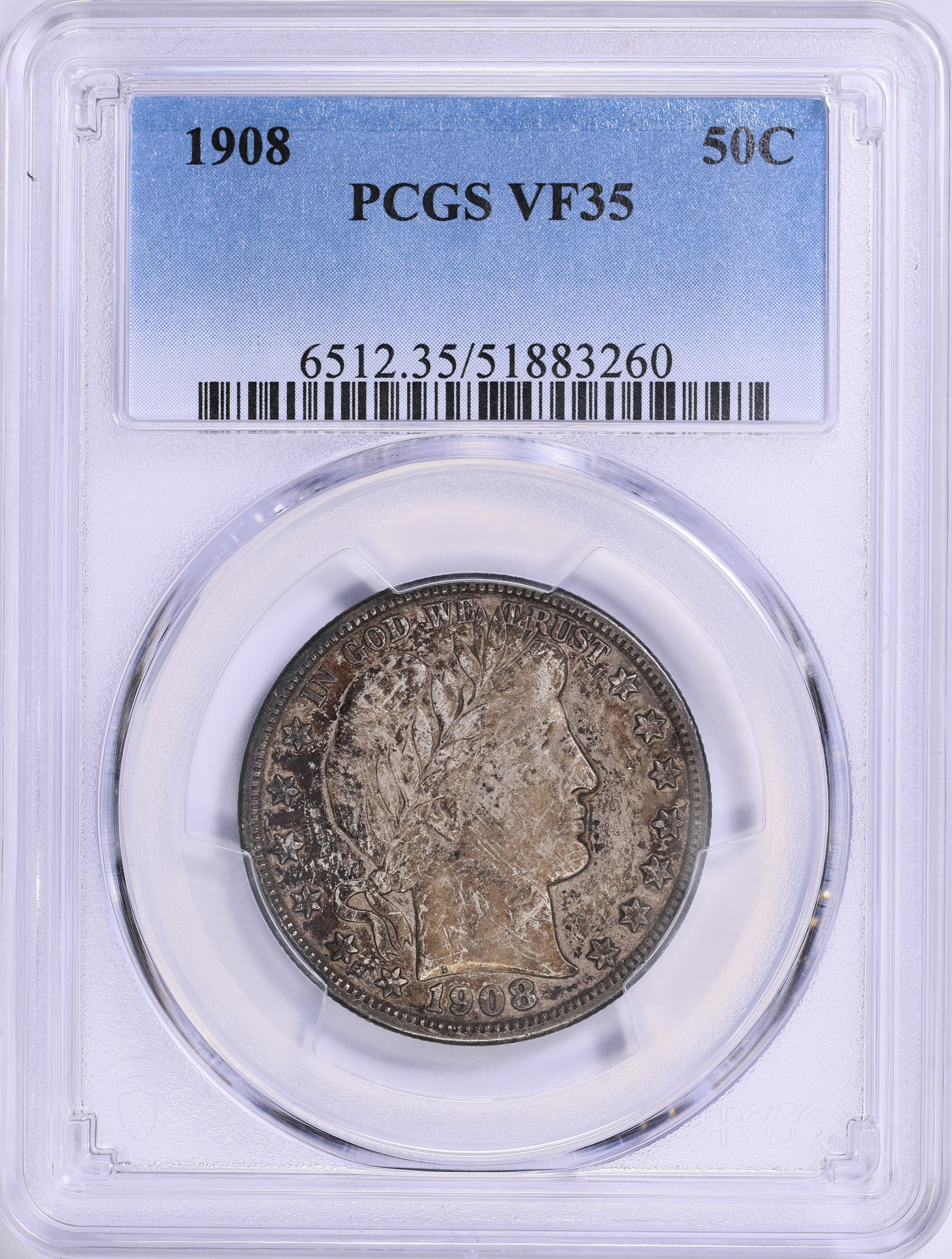 1908 Barber Half Dollar PCGS VF-35 (Item 1792666) | GreatCollections Coin Auctions