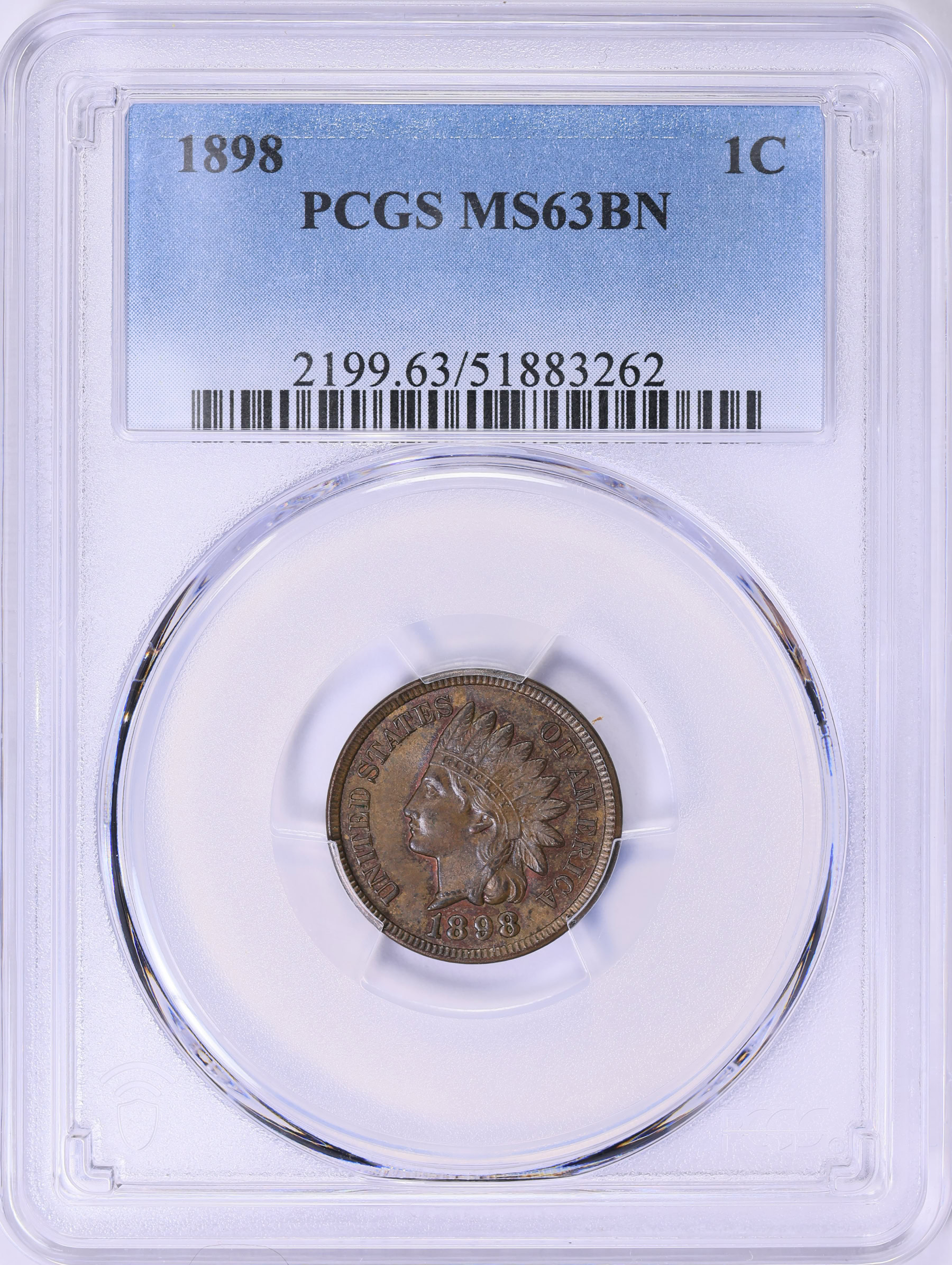 1898 Indian Cent PCGS MS-63 BN (Item 1792668) | GreatCollections Coin Auctions
