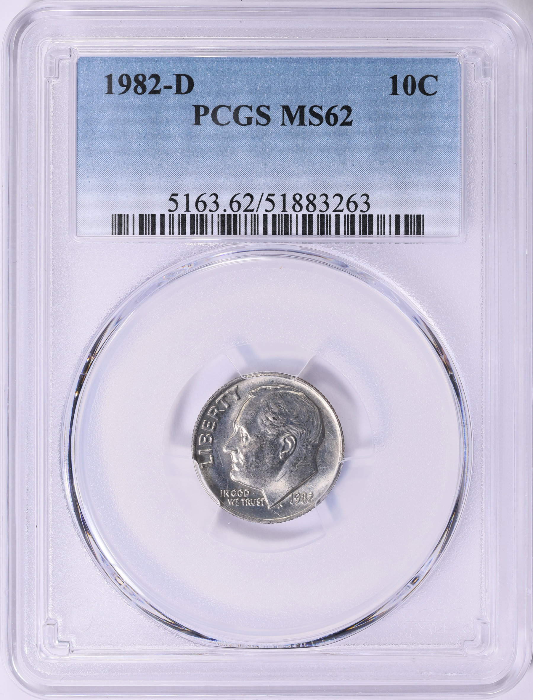 1982-D Roosevelt Dime PCGS MS-62 (Item 1792669) | GreatCollections Coin ...