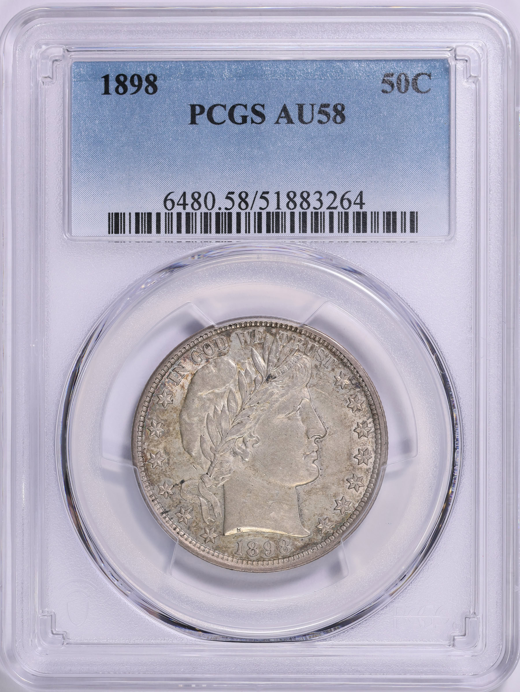 1898 Barber Half Dollar PCGS AU-58 (Item 1792670) | GreatCollections Coin Auctions