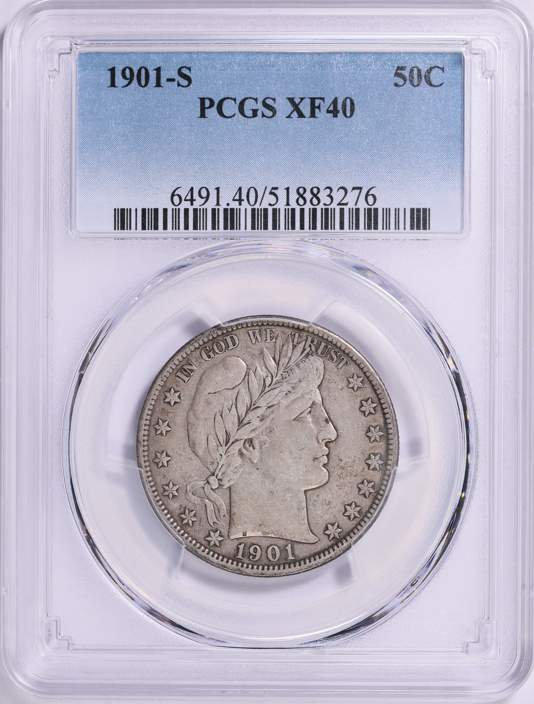 1901-S Barber Half Dollar PCGS XF-40 (Item 1792682) | GreatCollections Coin Auctions