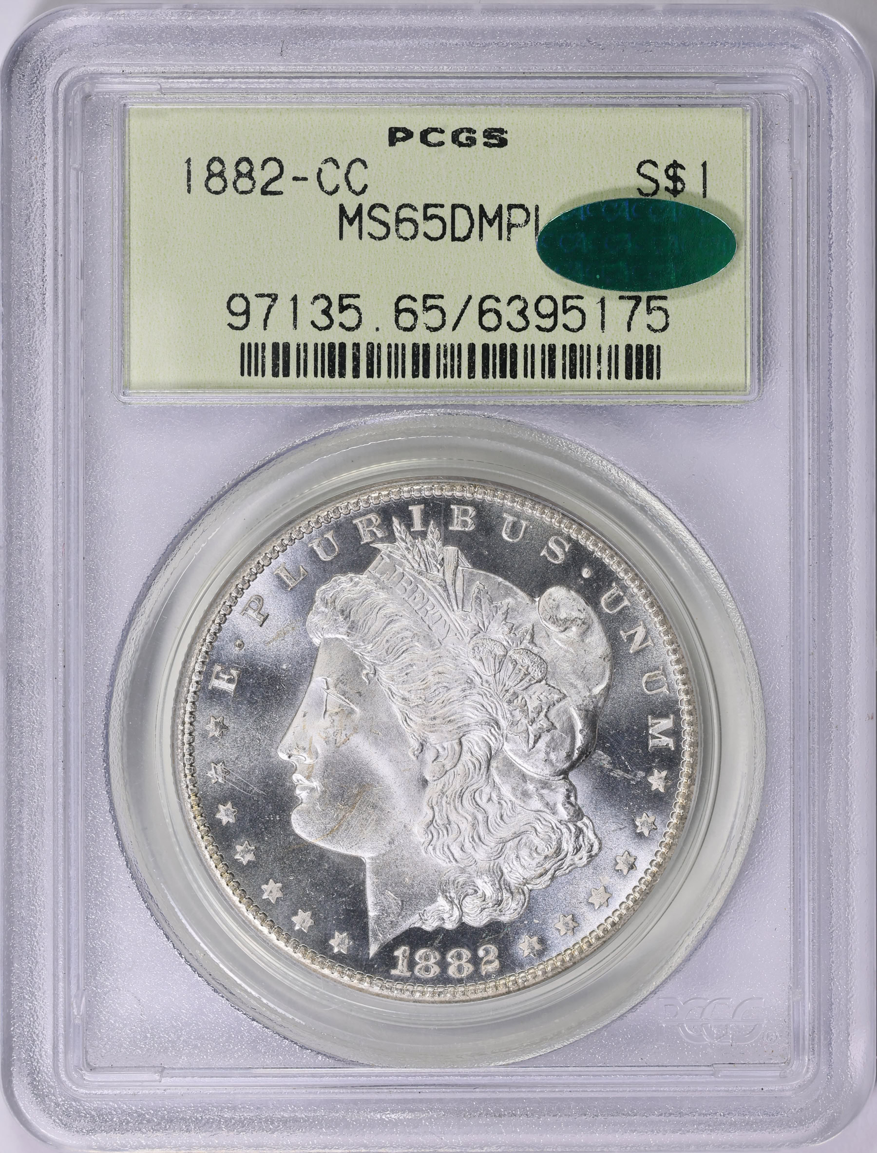 1882-CC Morgan Silver Dollar PCGS MS-65 DMPL (CAC Green) OGH (Item 1792718) | GreatCollections ...