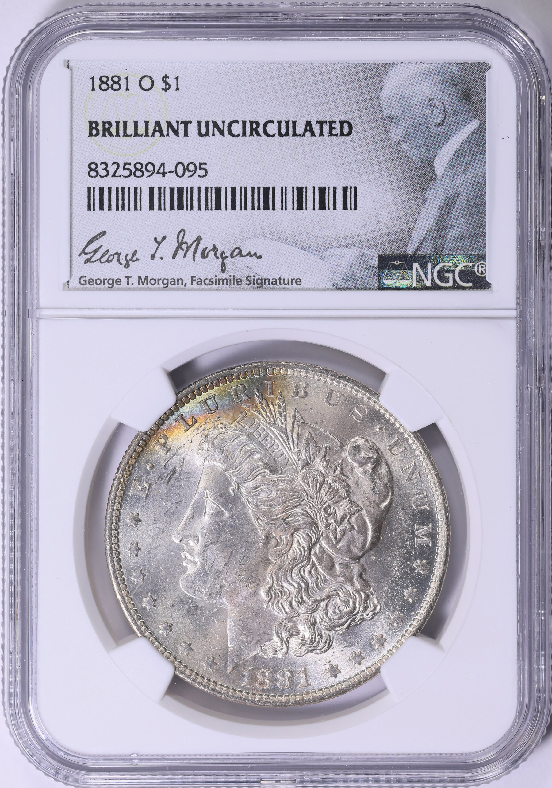 1881-O Morgan Silver Dollar NGC Brilliant Uncirculated (Toned) (George T. Morgan Facsimile ...