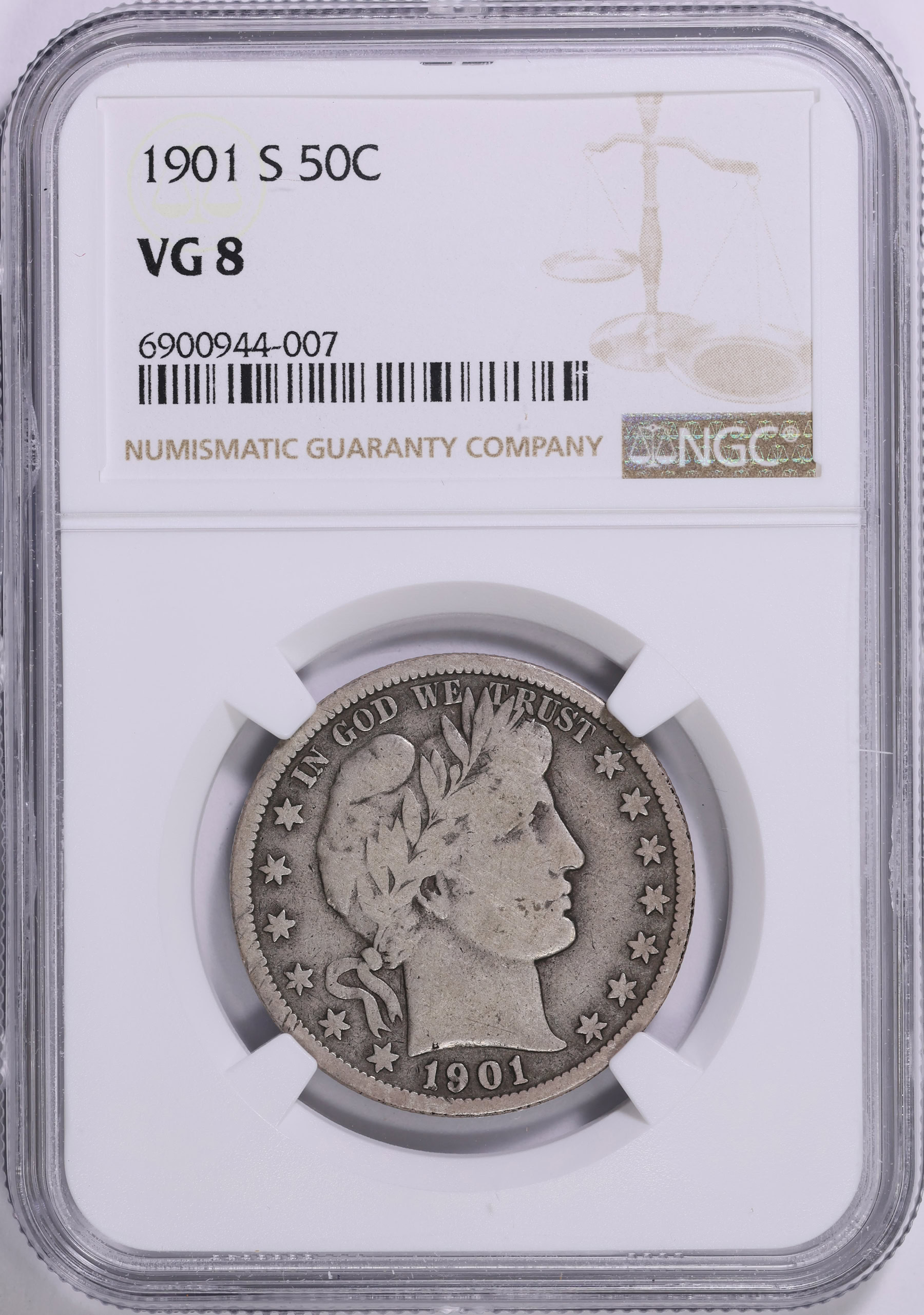 1901-S Barber Half Dollar NGC VG-08 (Item 1792873) | GreatCollections Coin Auctions