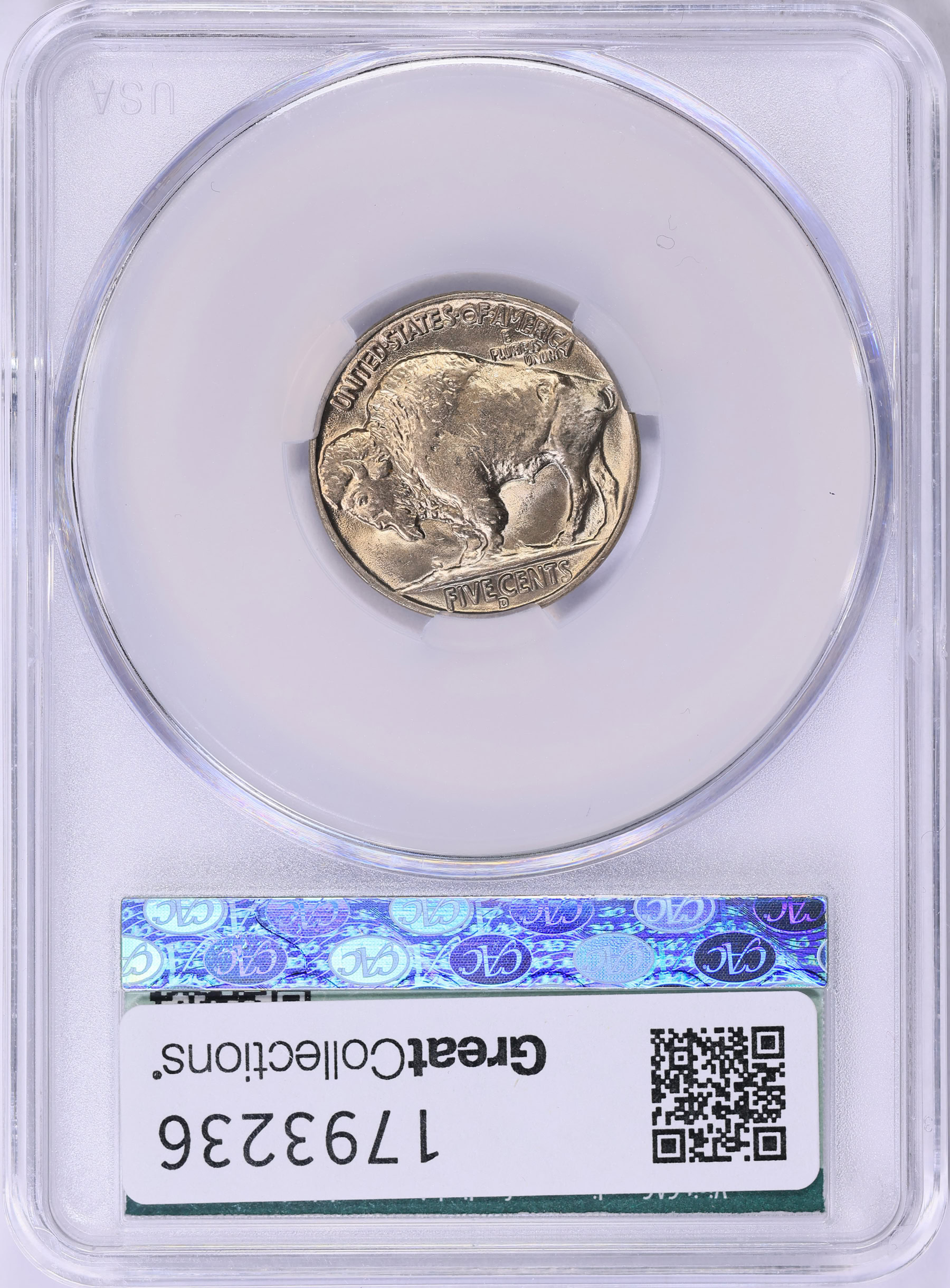 1938-D Buffalo Nickel CACG MS-66 (Item 1793236) | GreatCollections Coin ...