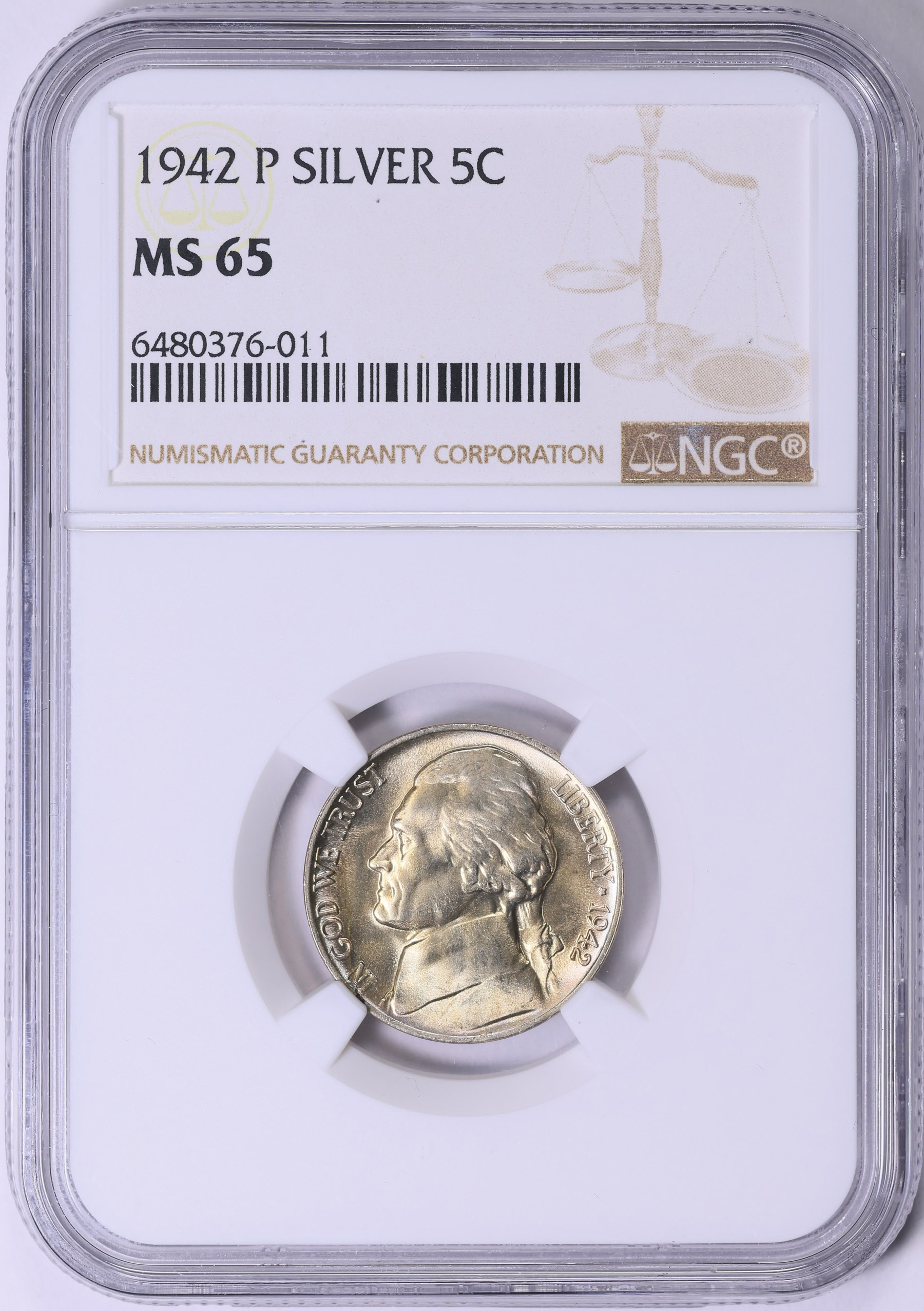 1942-P Jefferson Nickel NGC MS-65 (Item 1793284) | GreatCollections ...