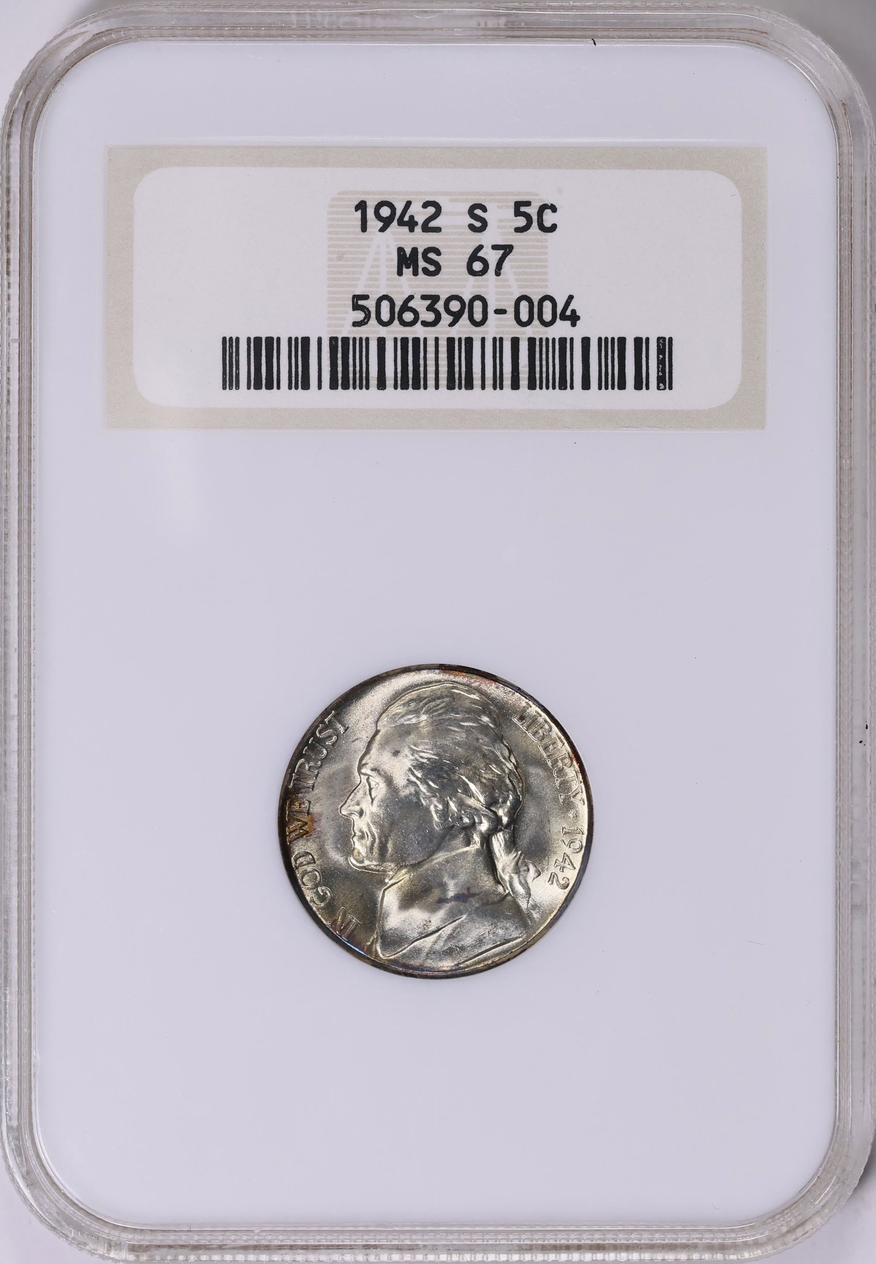 1942-S Jefferson Nickel NGC MS-67 OH (Item 1793288) | GreatCollections Coin Auctions