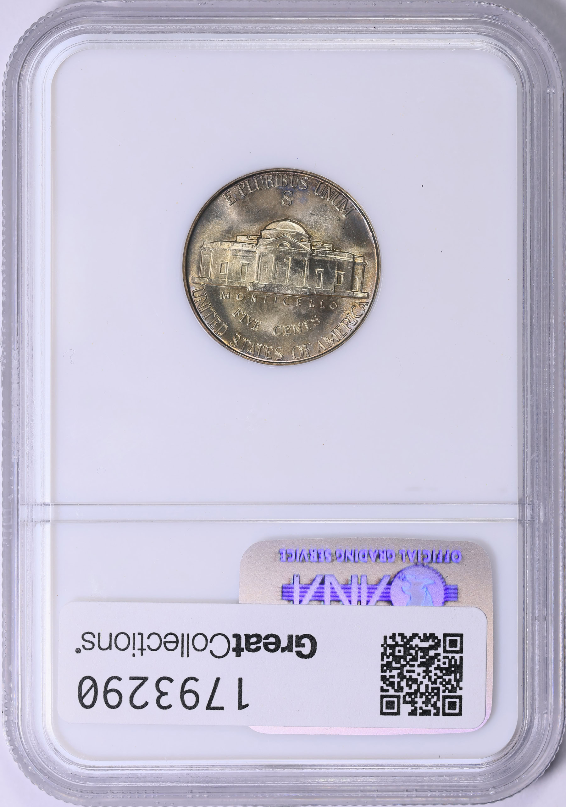 1942-S Jefferson Nickel NGC MS-66 (Toned) (Item 1793290) | GreatCollections Coin Auctions