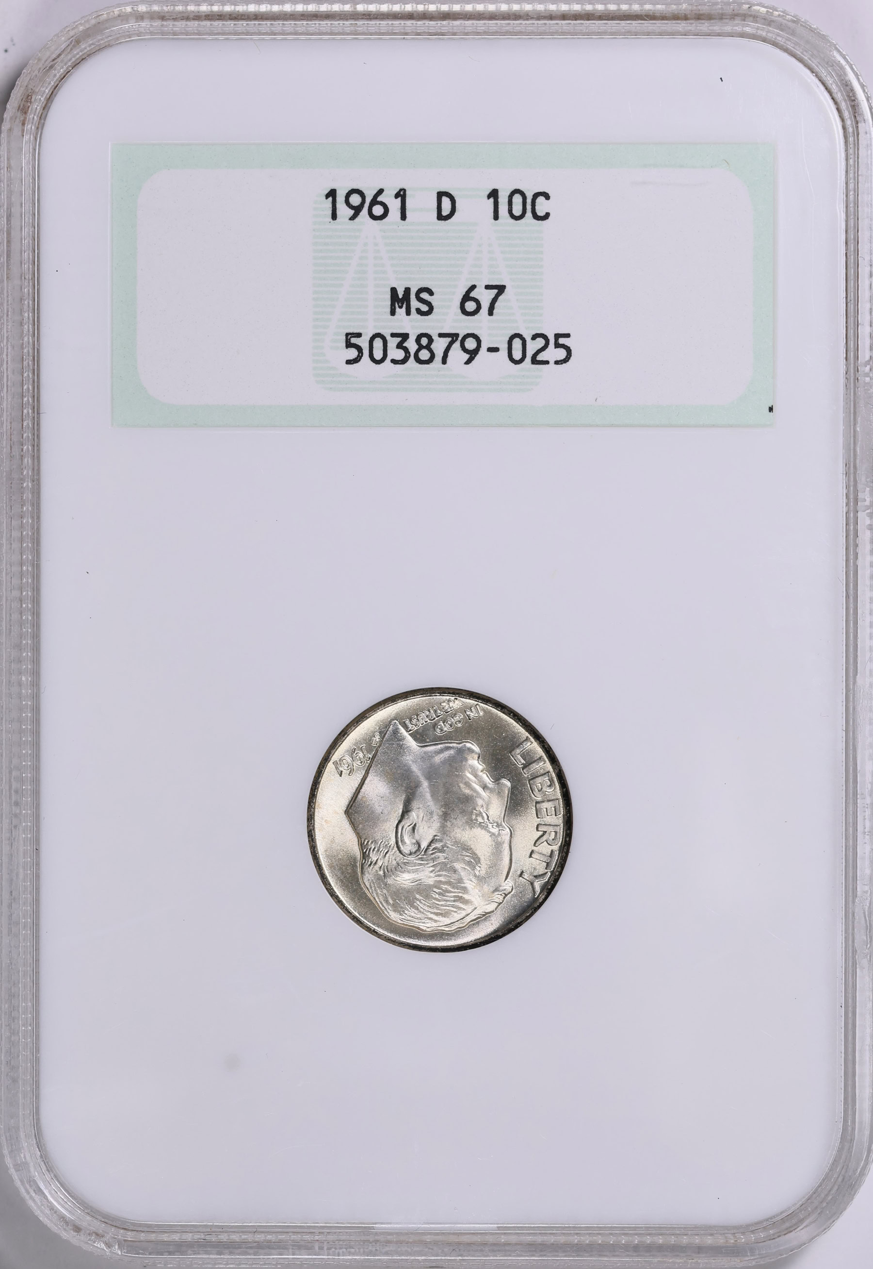 1961-D Roosevelt Dime NGC MS-67 OH (Item 1793299) | GreatCollections ...