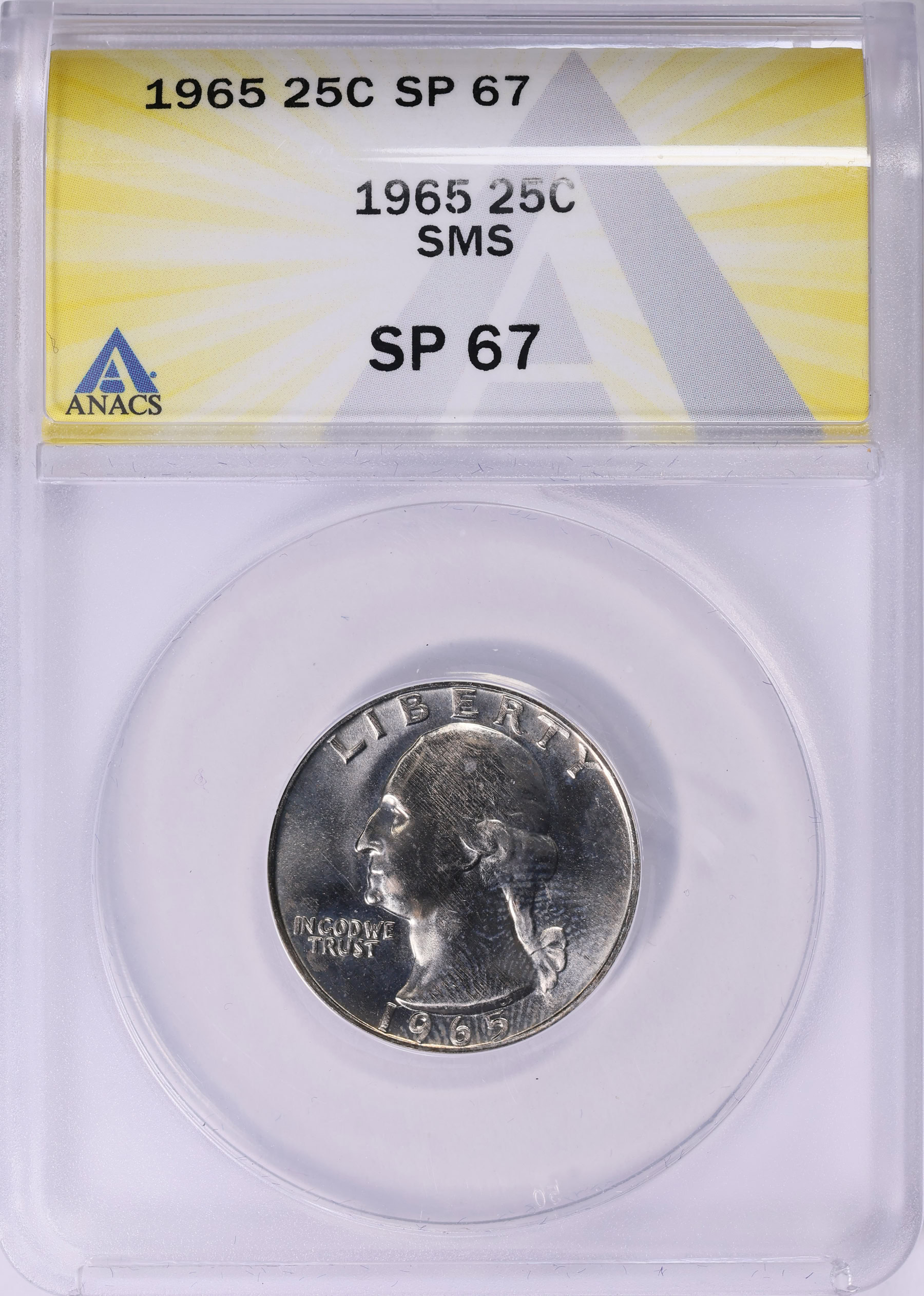 1965 Washington Quarter SMS ANACS SP-67 (Item 1793330 ...
