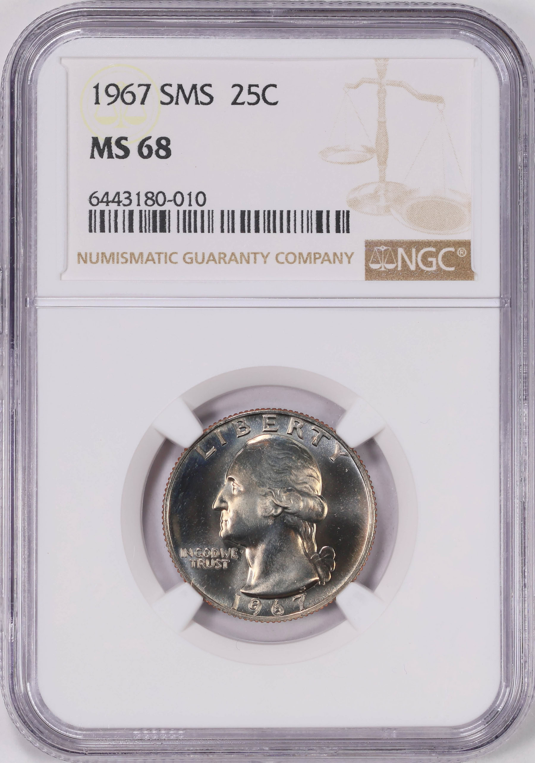 1967 Washington Quarter SMS NGC MS-68 (Item 1793331) | GreatCollections ...