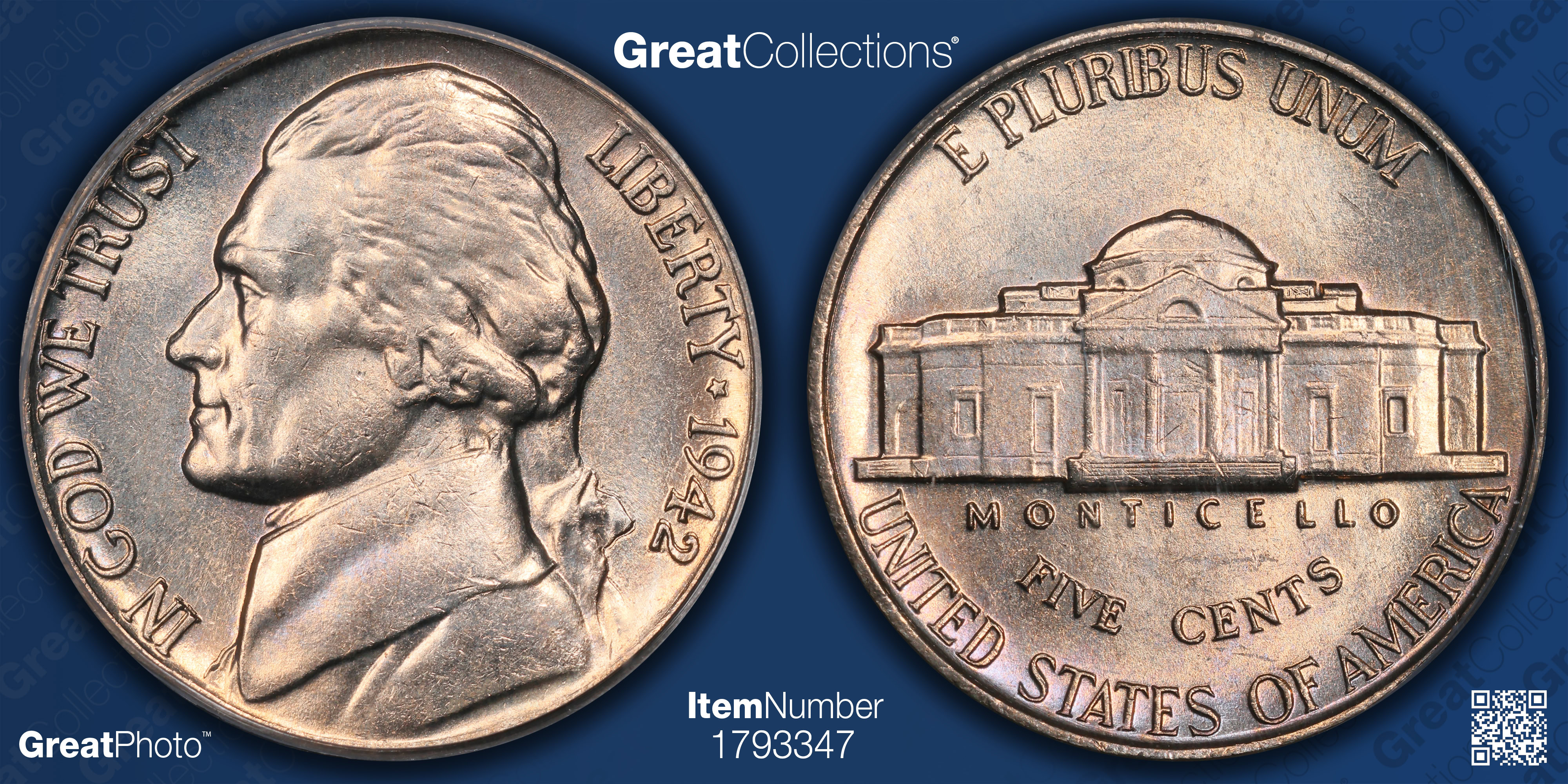 1942 Jefferson Nickel Type 1 DDO FS-101 (FS-025) PCGS MS-64 (Item ...