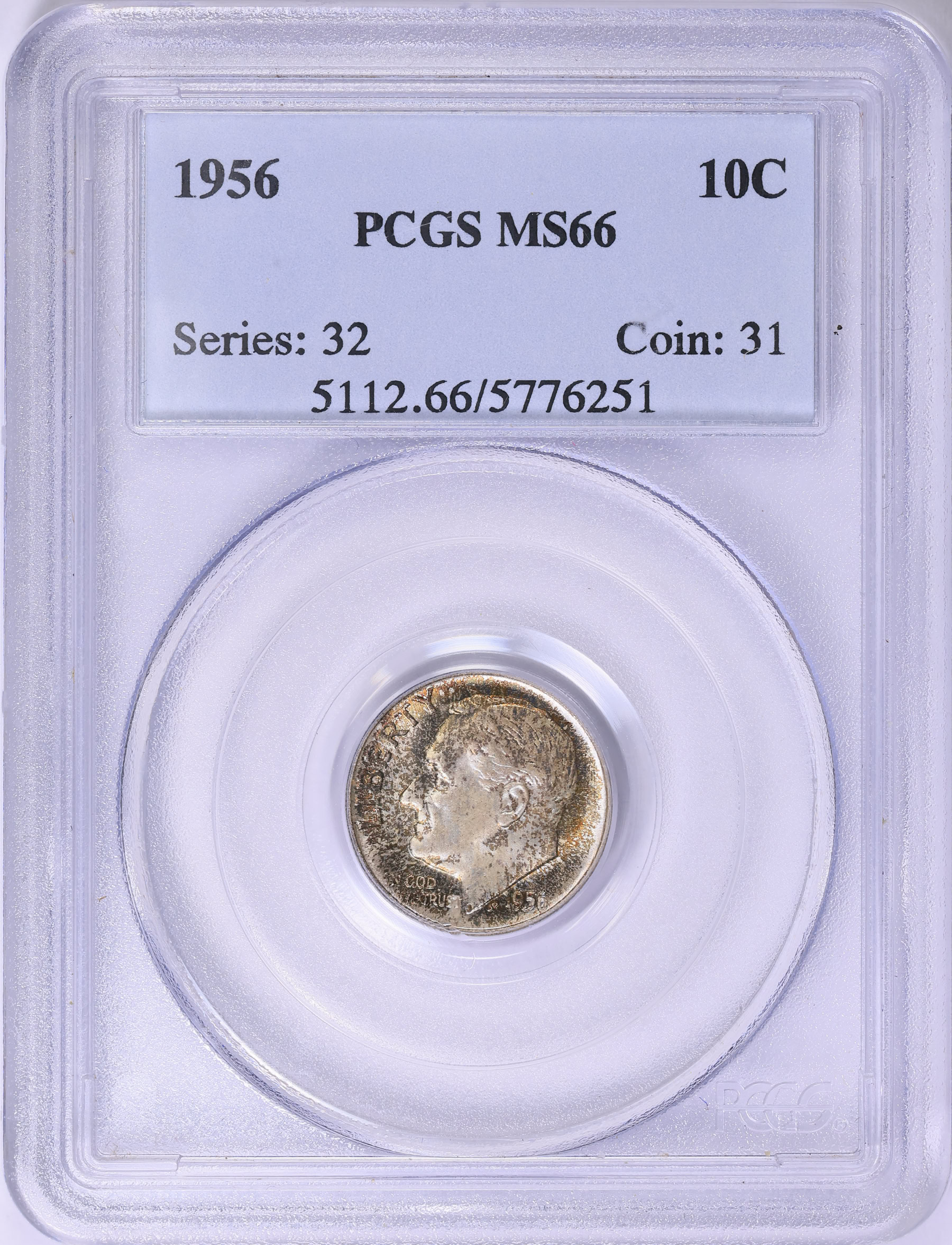 1956 Roosevelt Dime PCGS MS-66 (Toned) (Item 1793359 ...