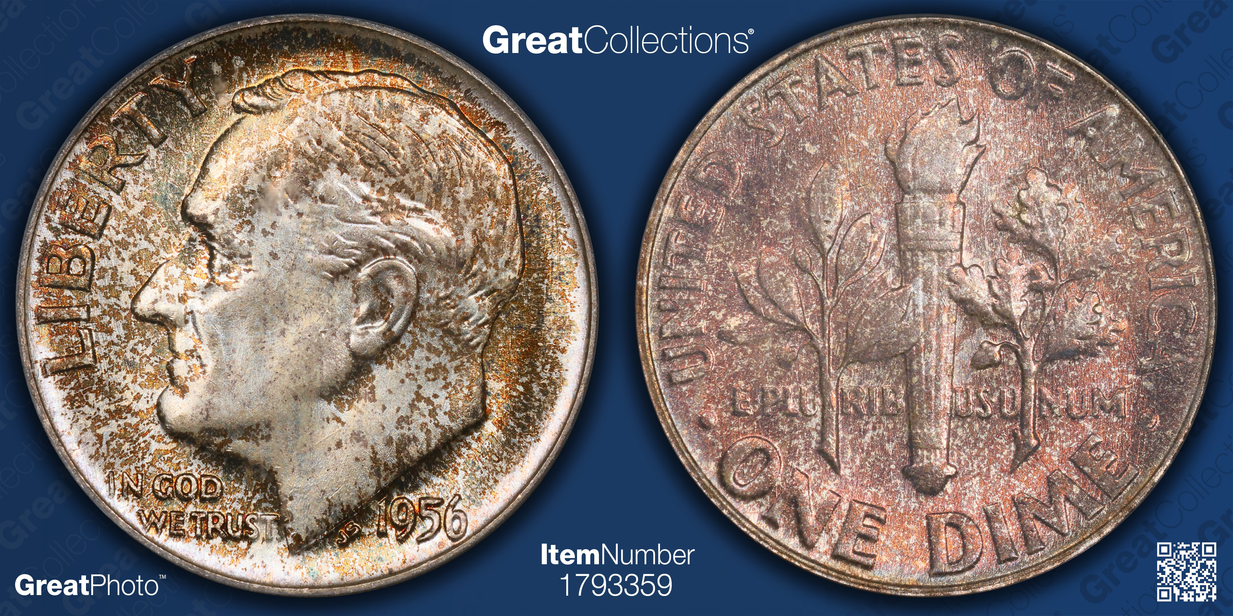 1956 Roosevelt Dime PCGS MS-66 (Toned) (Item 1793359 ...