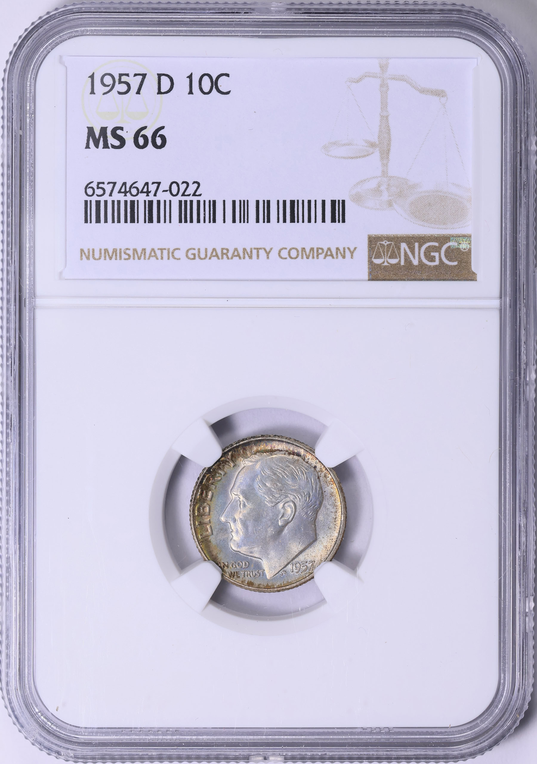1957-D Roosevelt Dime NGC MS-66 (Toned) (Item 1793366 ...