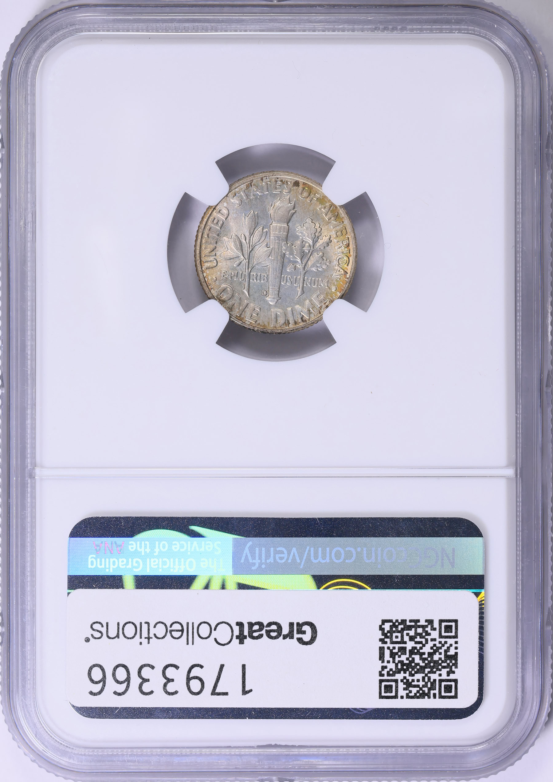 1957-D Roosevelt Dime NGC MS-66 (Toned) (Item 1793366) | GreatCollections Coin Auctions
