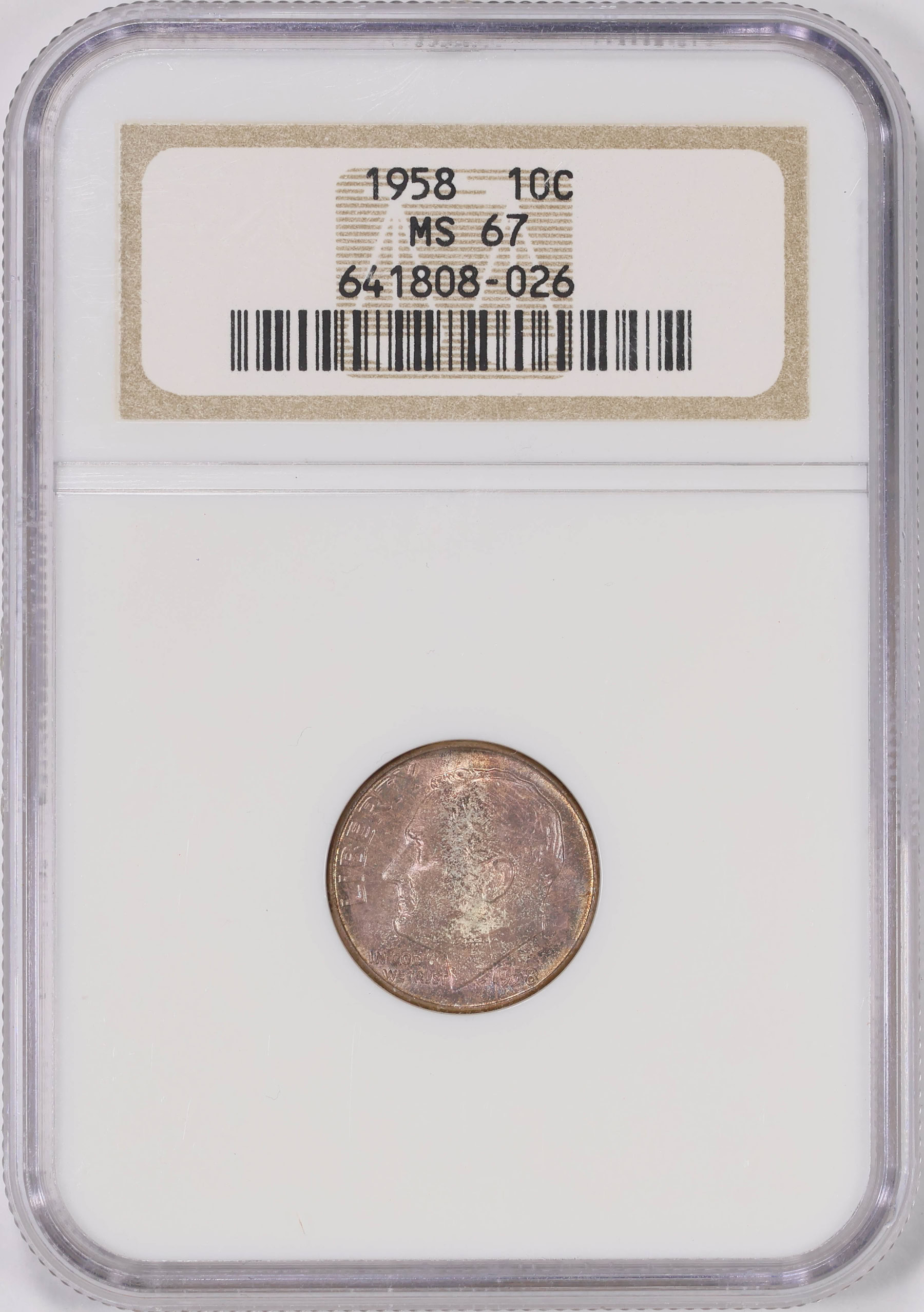 1958 Roosevelt Dime NGC MS-67 (Toned) (Item 1793367) | GreatCollections ...
