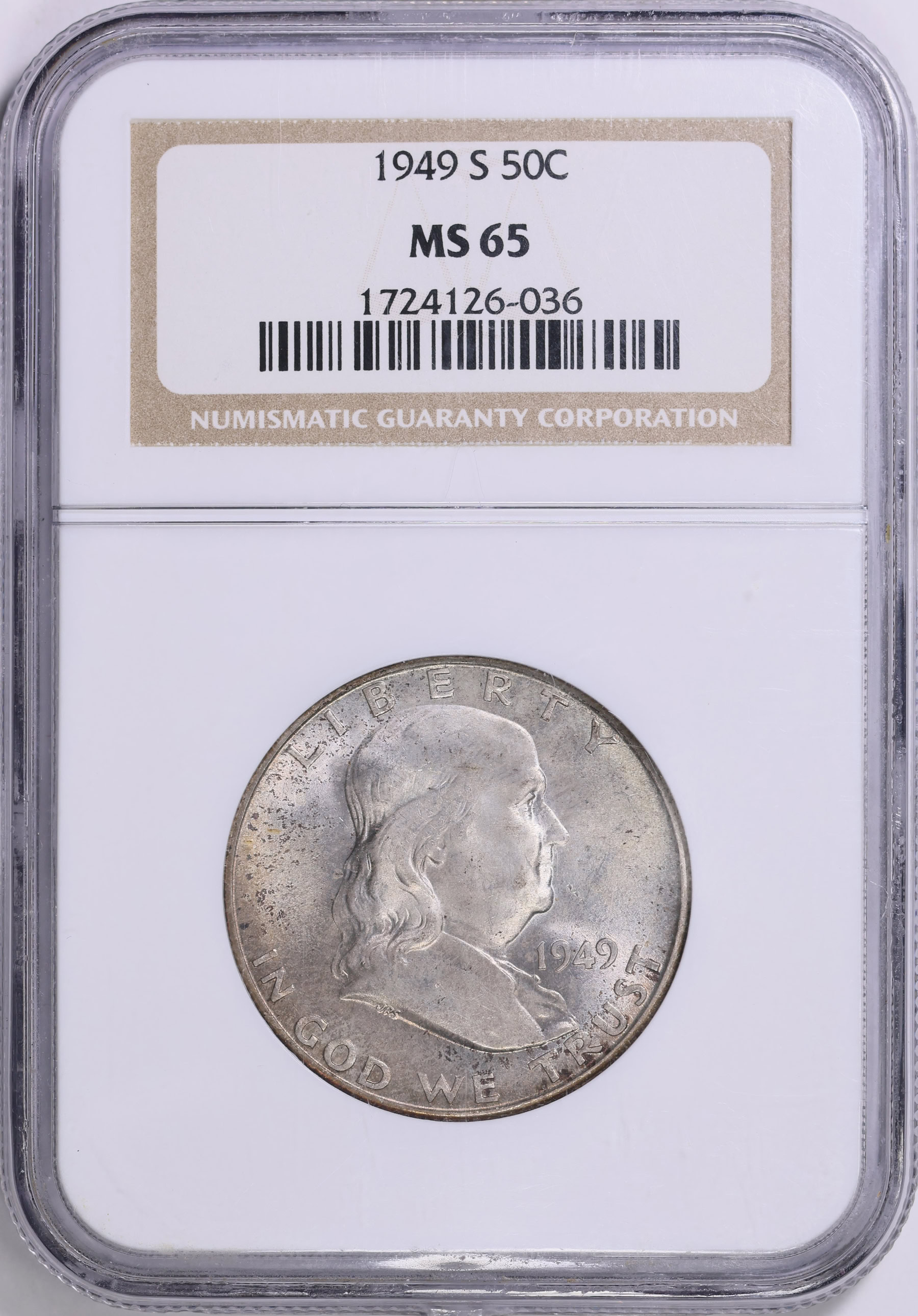 1949-S Franklin Half Dollar NGC MS-65 (Item 1793472) | GreatCollections ...
