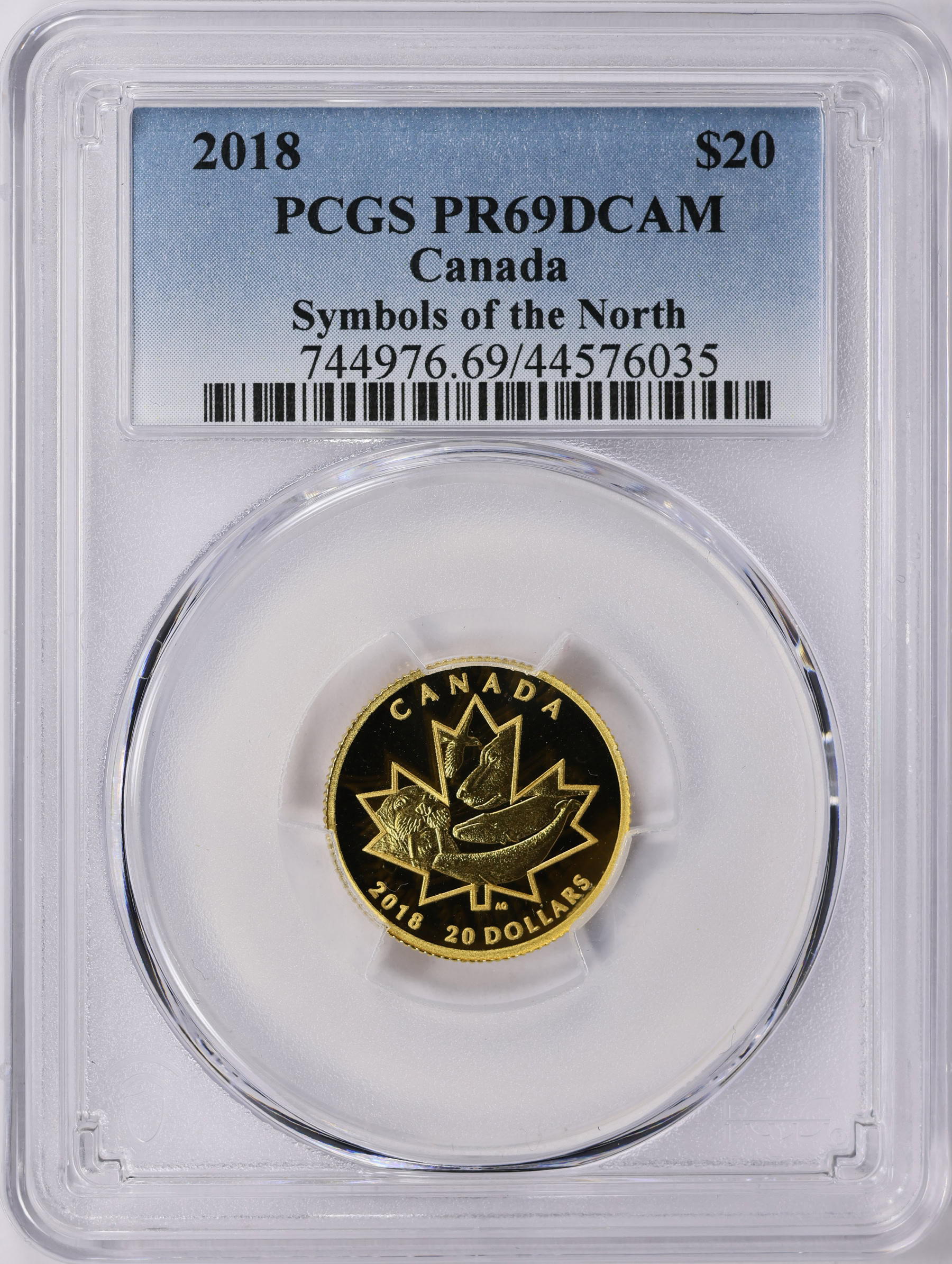 Canada 2018 Gold $20 Symbols of the North PCGS Proof-69 DCAM (AGW = 0.1 ...