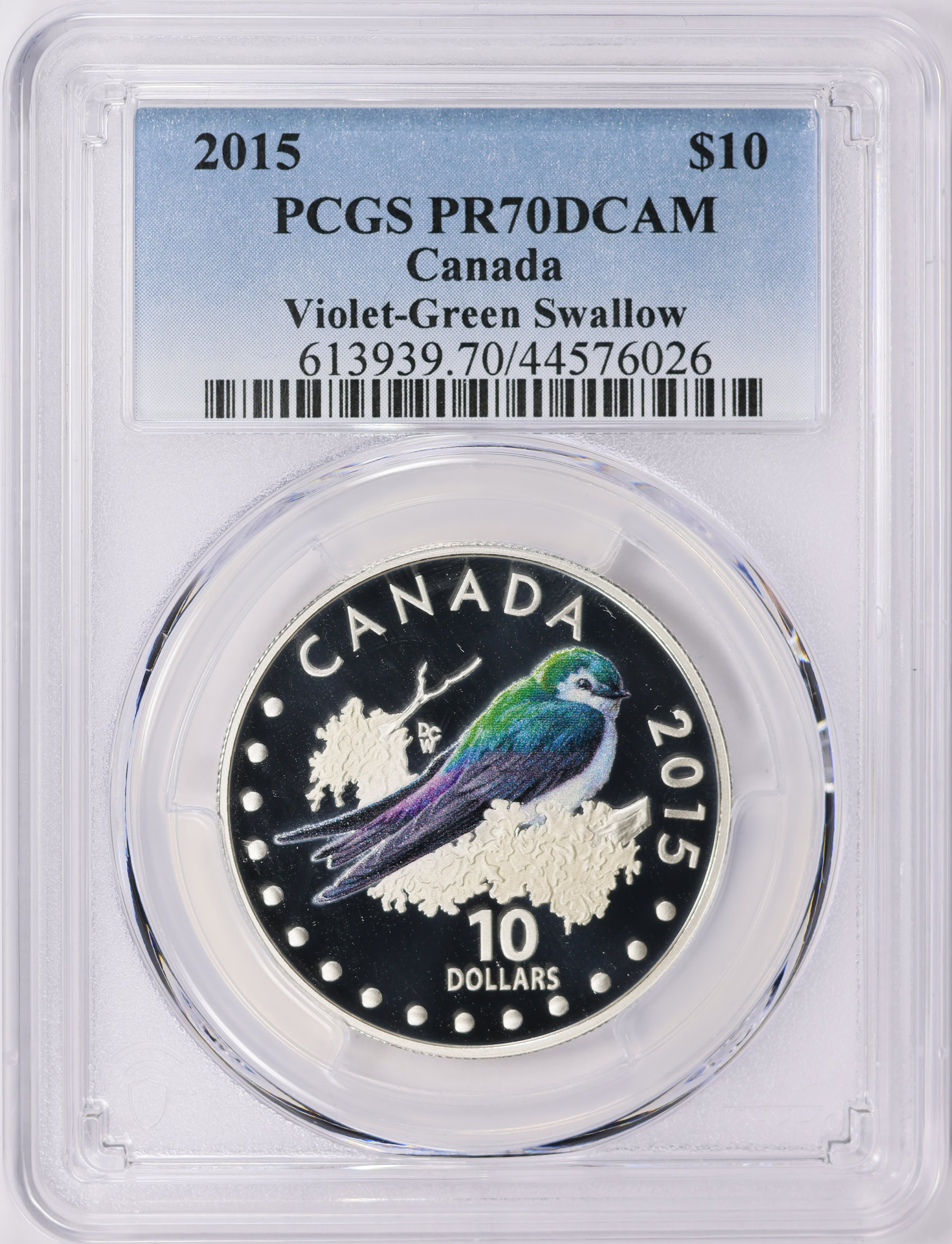 Canada 2015 Silver $10 Violet-Green Swallow KM-B1888 PCGS Proof-70 DCAM ...