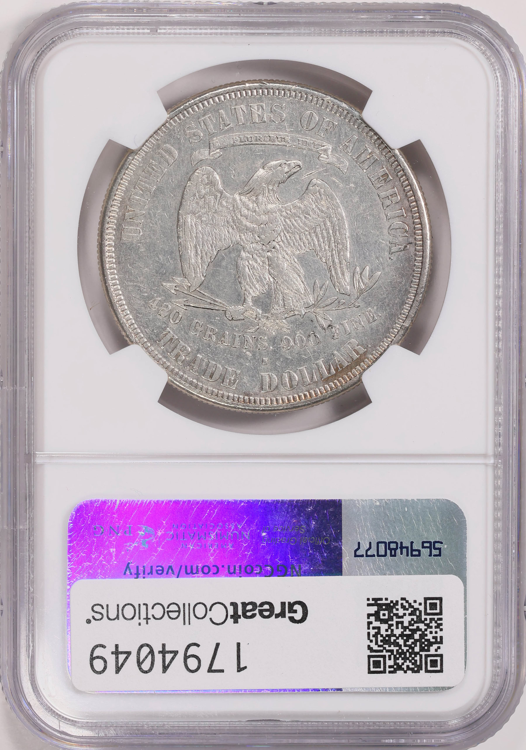 1876-S Trade Silver Dollar NGC AU Details (Item 1794049) | GreatCollections Coin Auctions