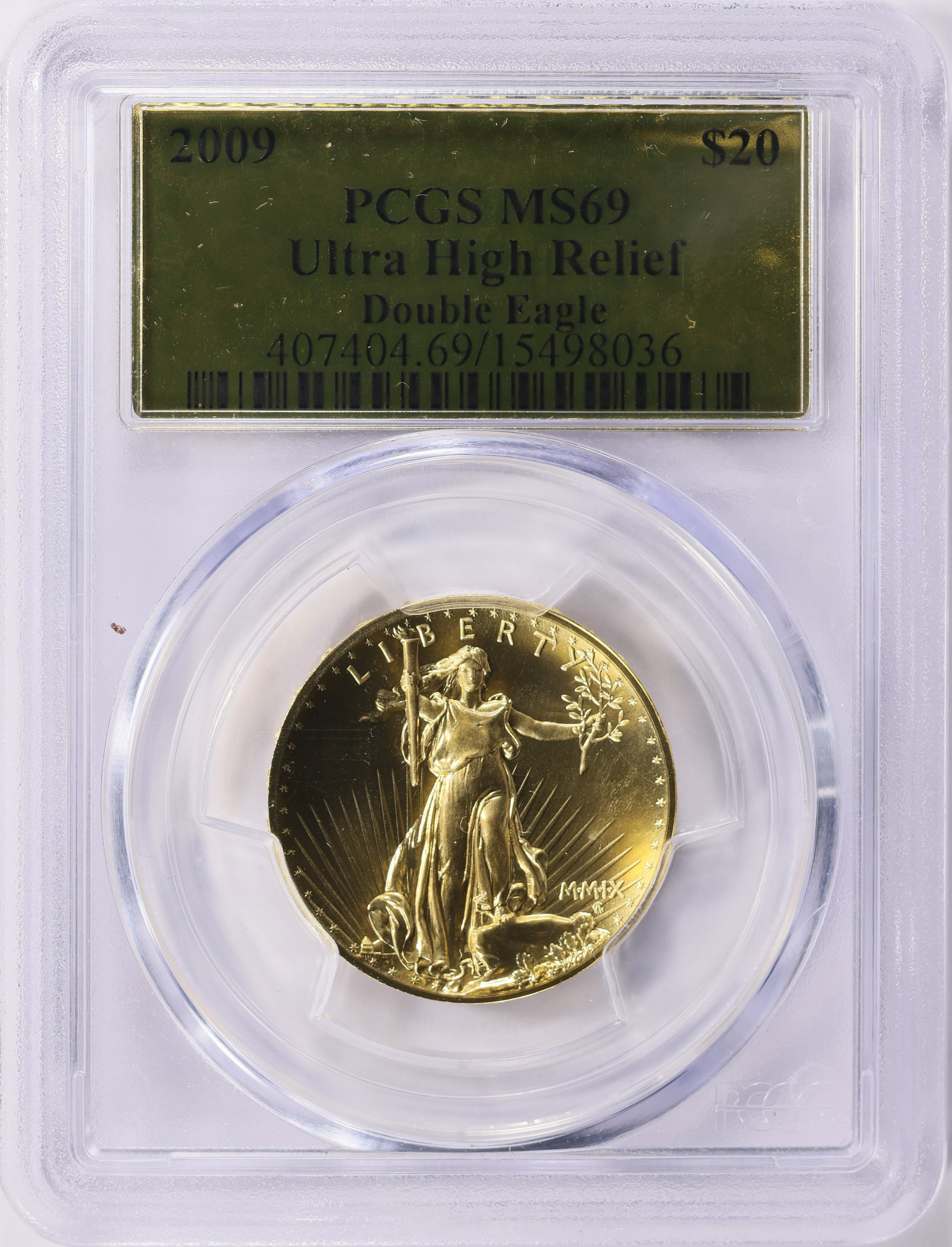 2009 MMIX Ultra High Relief $20 Gold PCGS MS-69 (Gold Foil Label) (Item ...