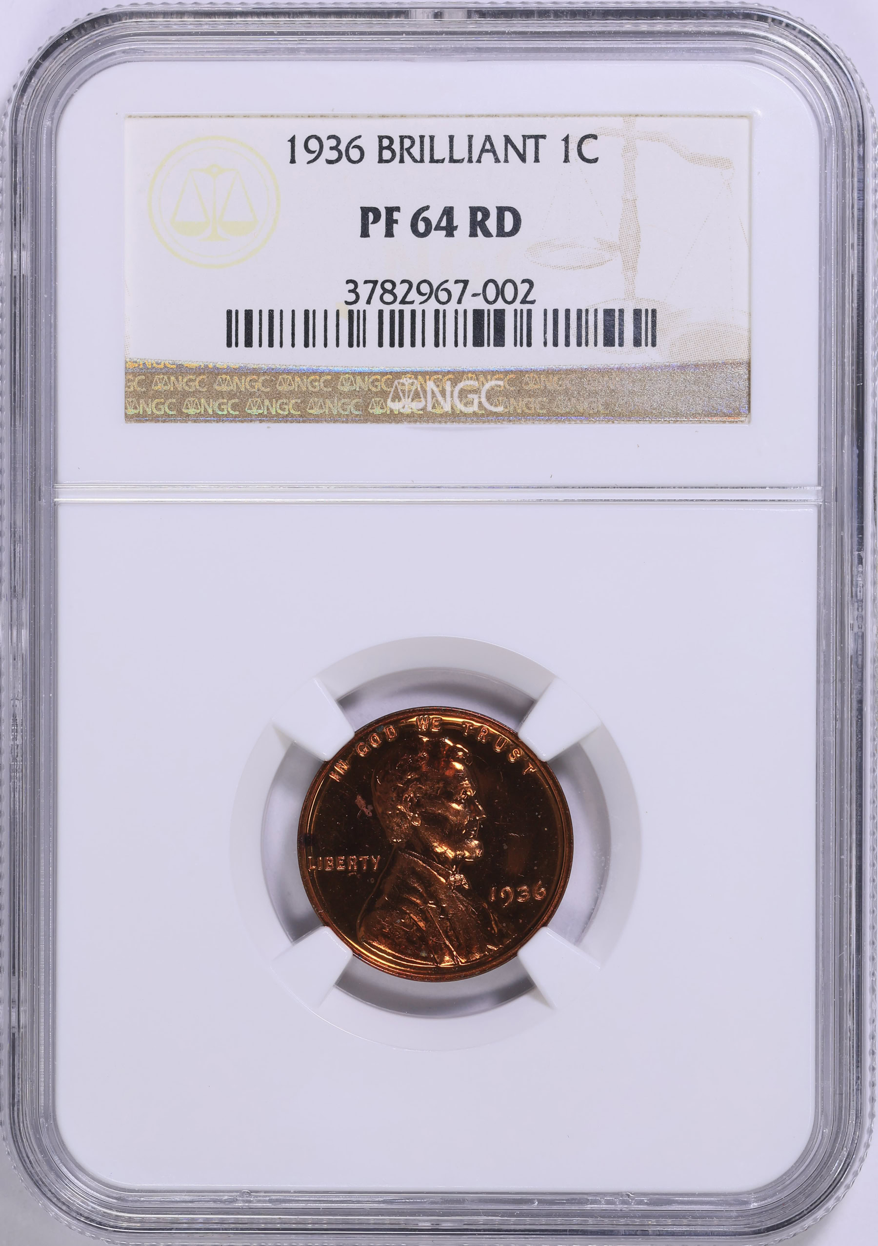 1936 Lincoln Cent Brilliant NGC Proof-64 RD (Item 1794355) | GreatCollections Coin Auctions